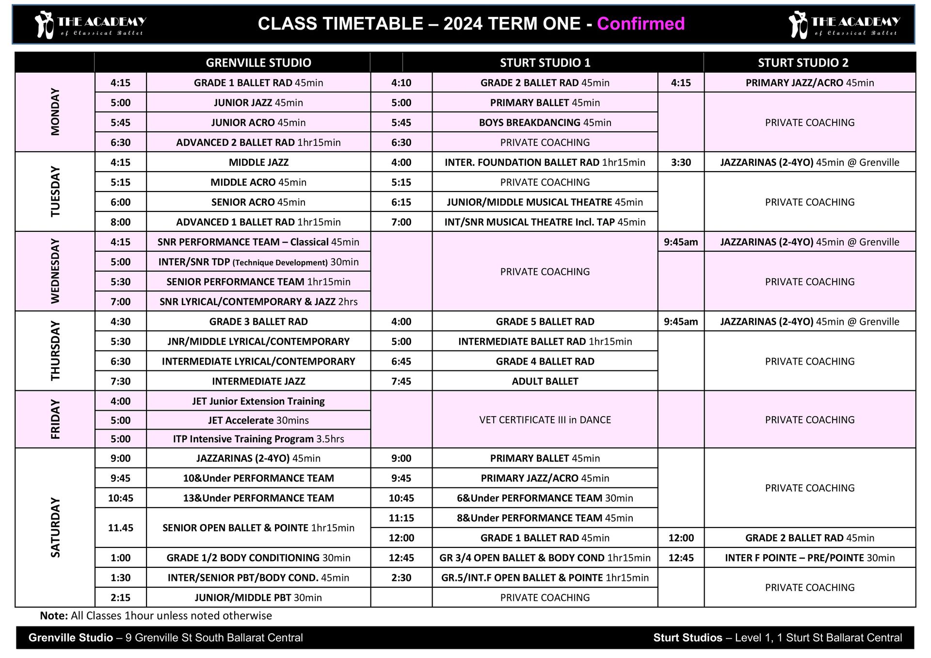 TIMETABLE