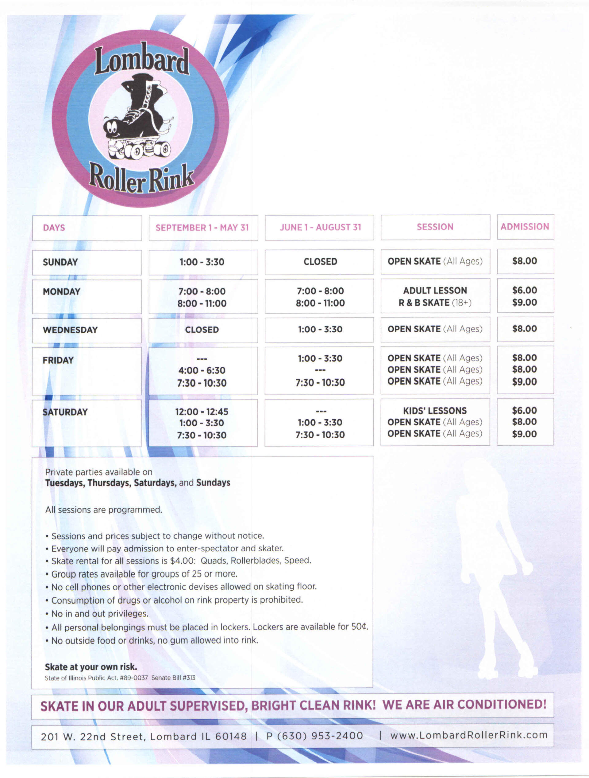 Roller Skating Lessons | Lombard, IL | Lombard Roller Rink