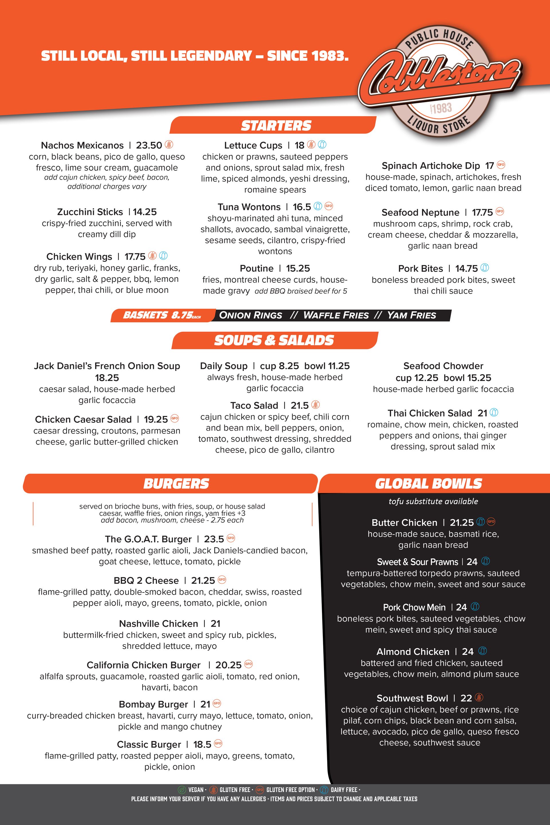 Cobblestone - The Menu