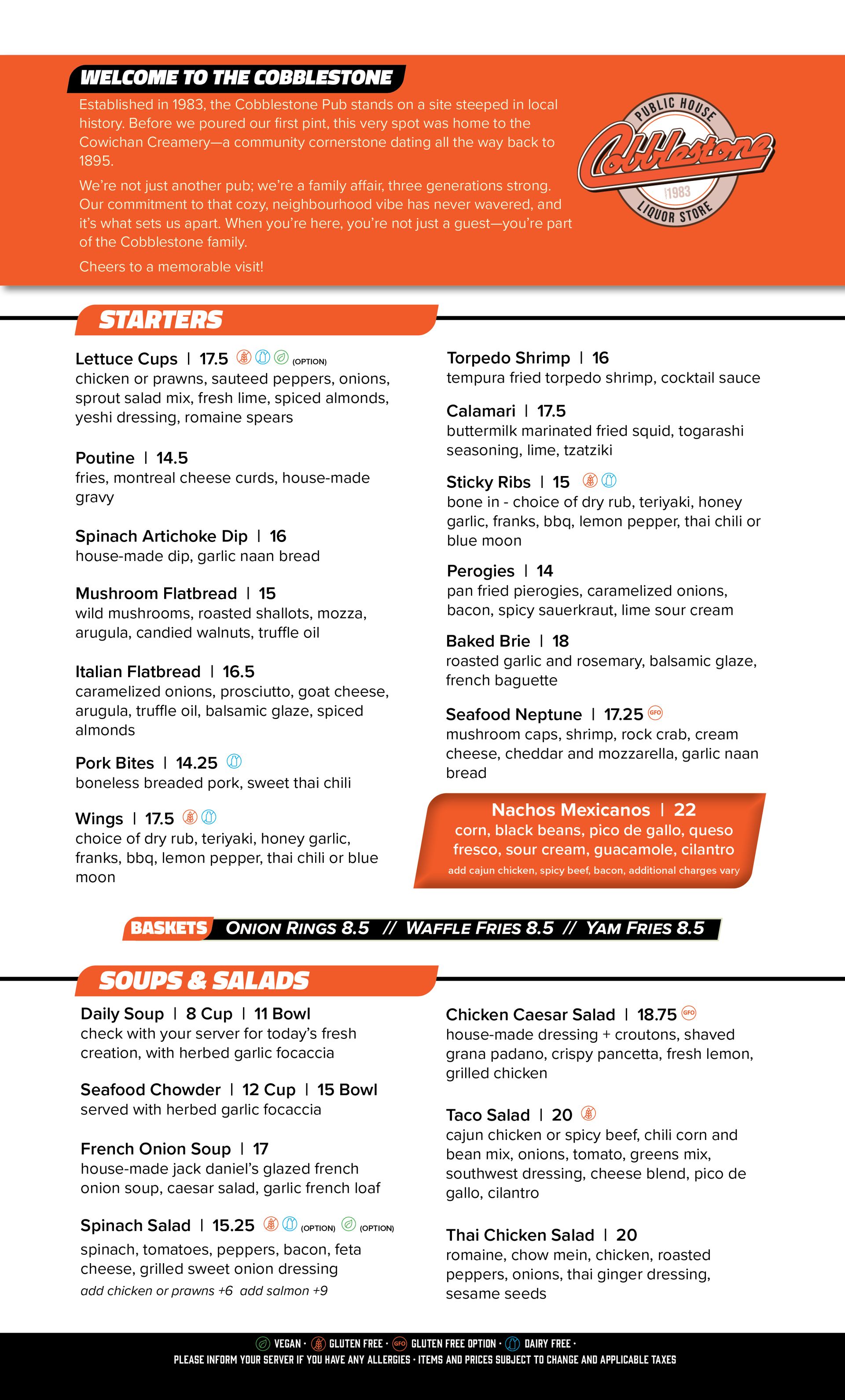 Cobblestone - The Menu