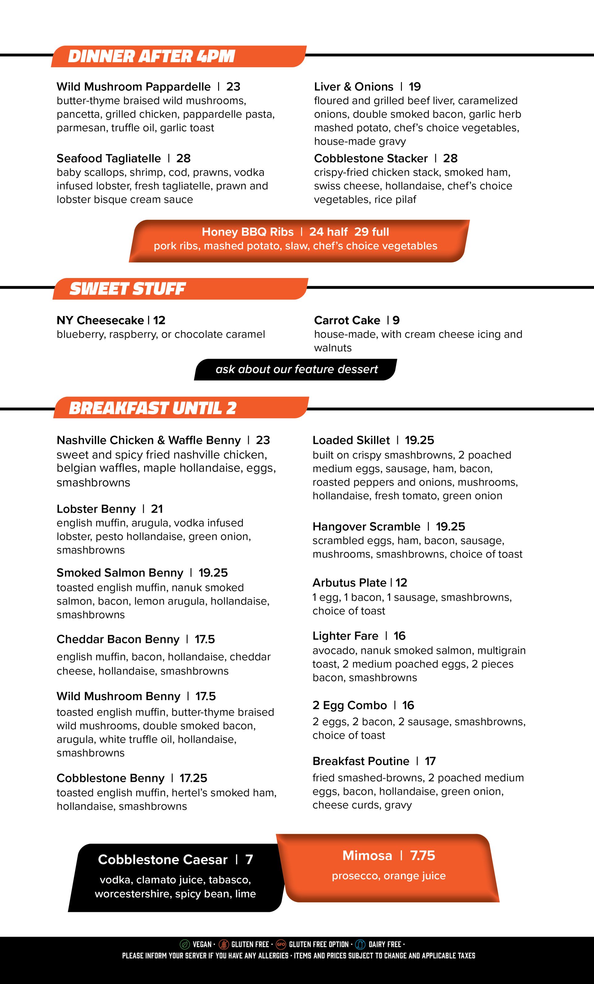 Cobblestone - The Menu