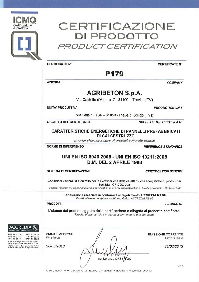 Certificazioni impresa edile | Treviso | Agribeton spa