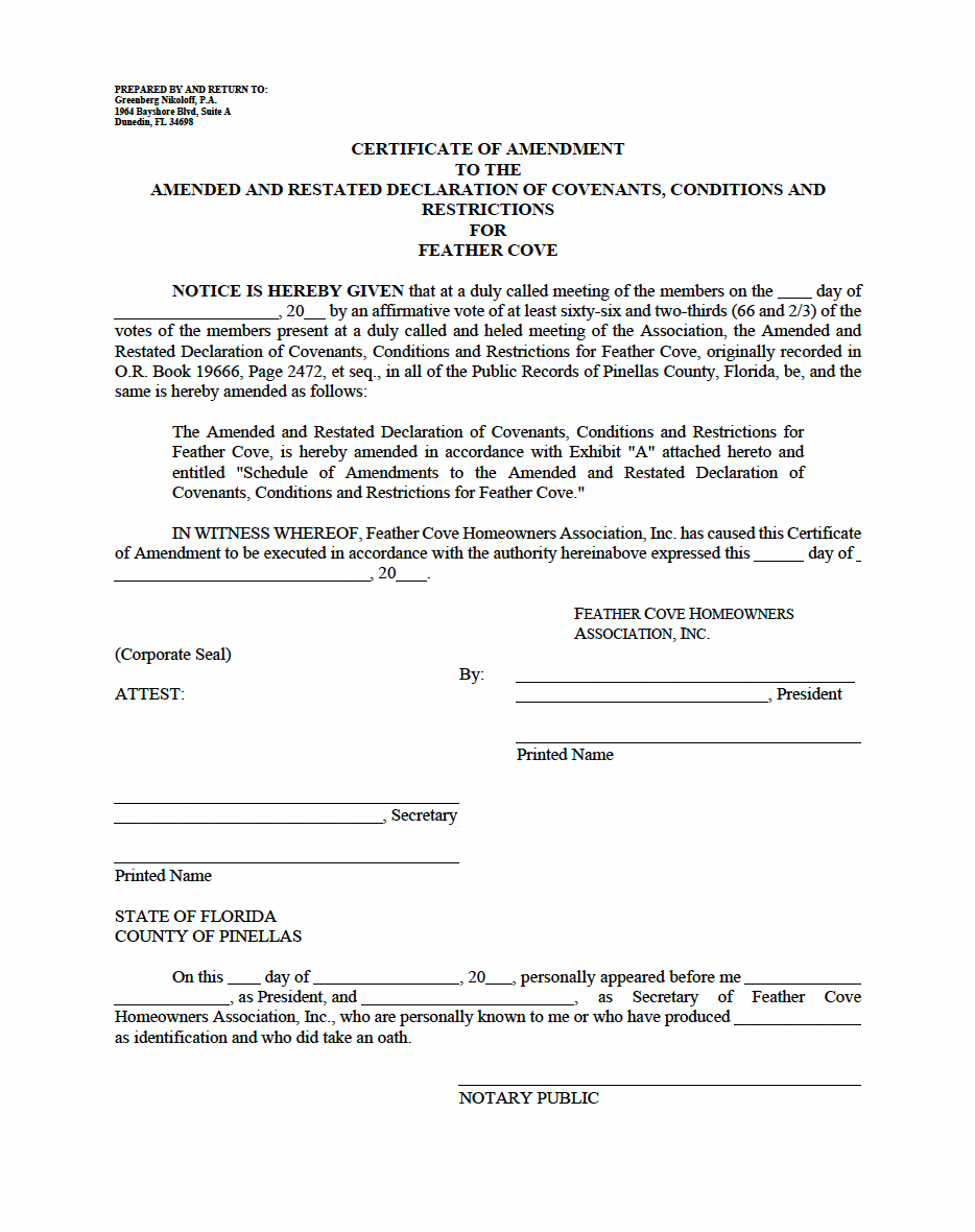 Feather Cove Home Owners Association