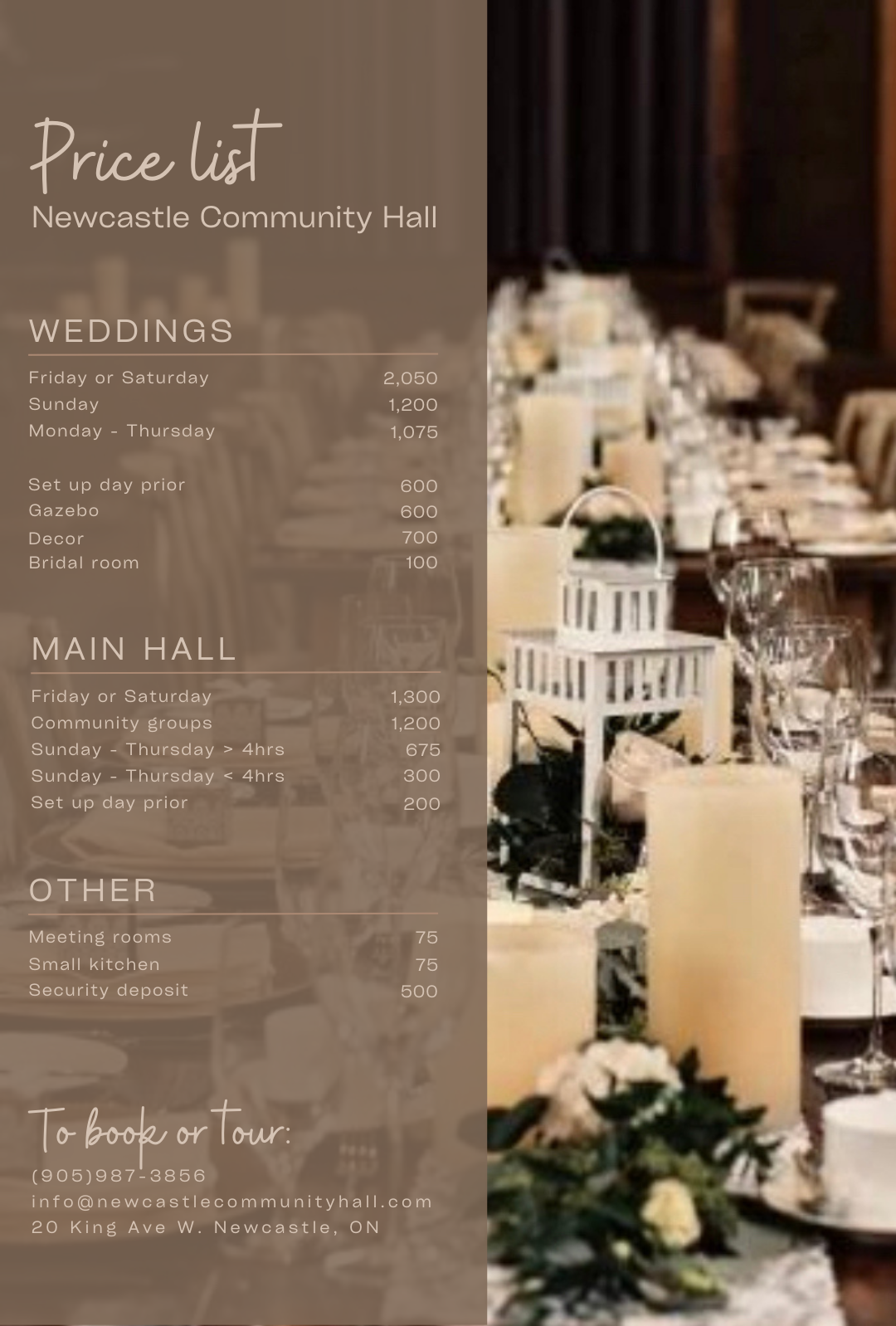 Newcastle Community Hall - Banquets & Meetings