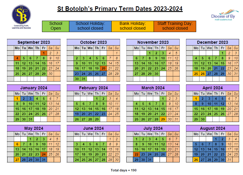 Calendar & Term Dates | St Botolph’s School Schedule