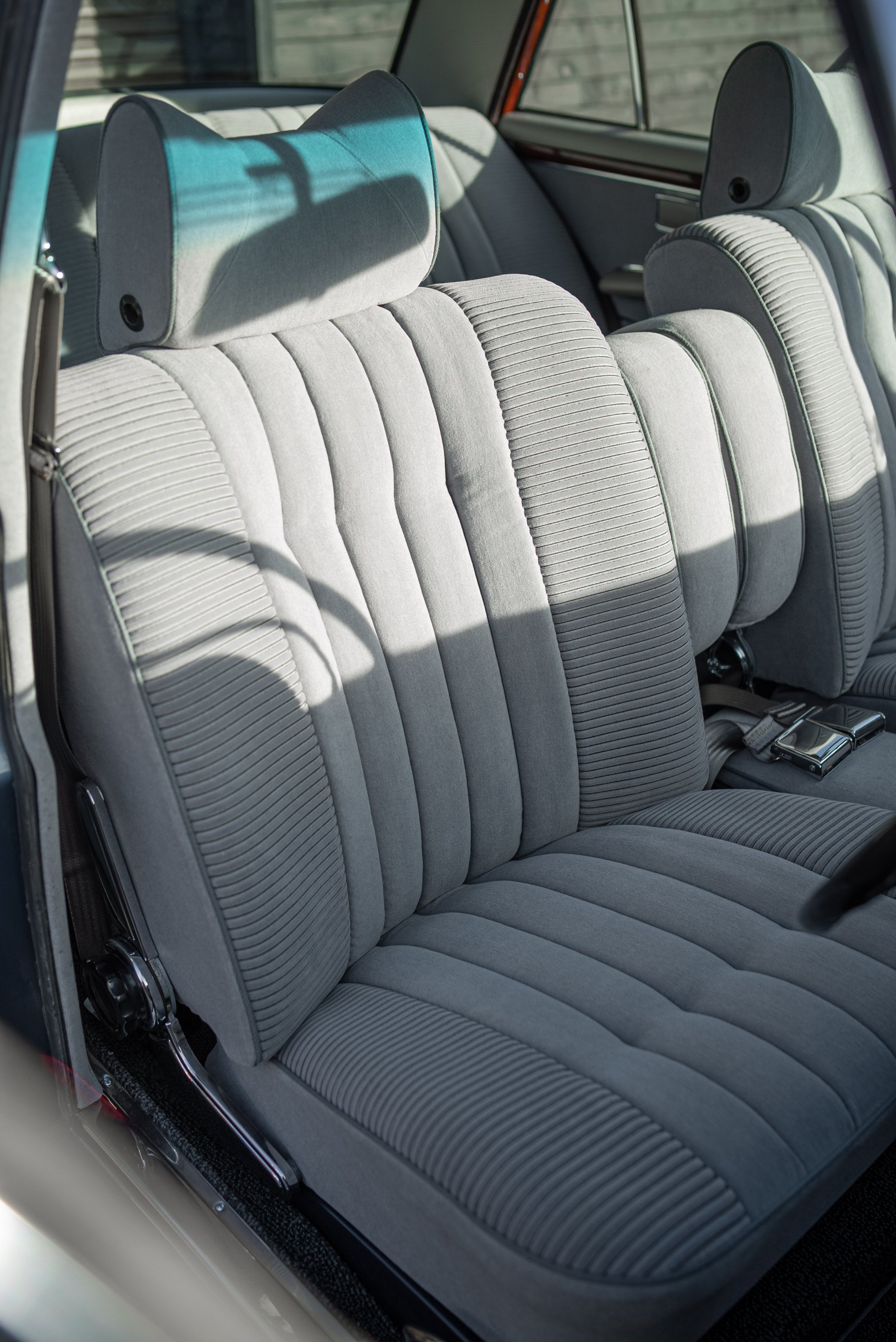 Mercedes-Benz w109 300SEL full interior retrim in OEM grey velour