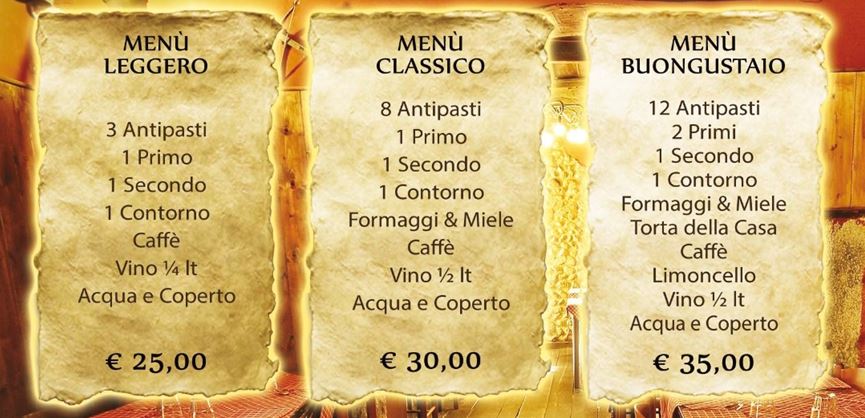 Menù fissi - Carate Brianza - Ristorante La Mescita