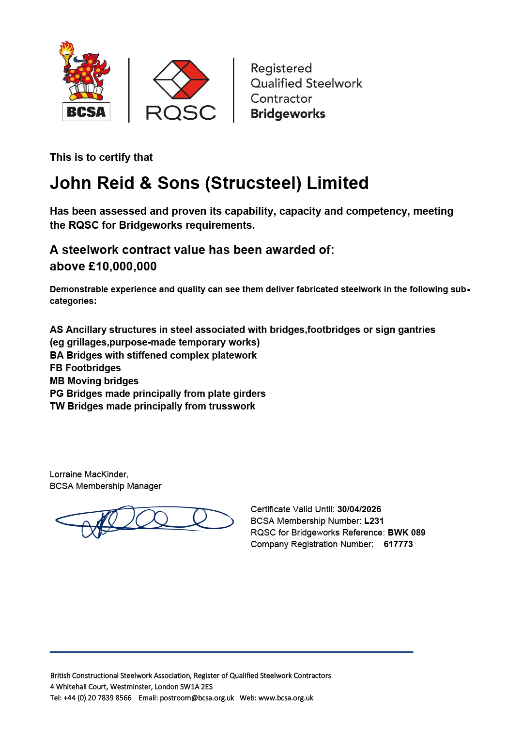 Accreditations in Steel Engineering | Reidsteel