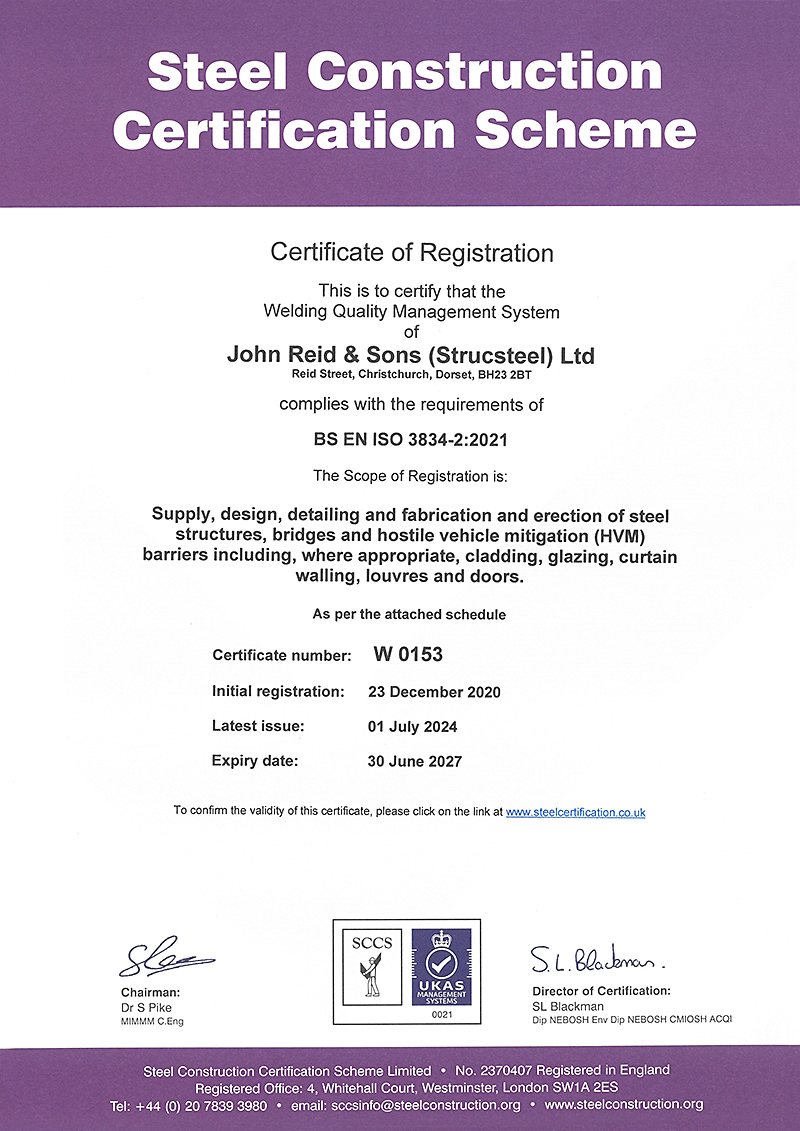 Accreditations in Steel Engineering | Reidsteel