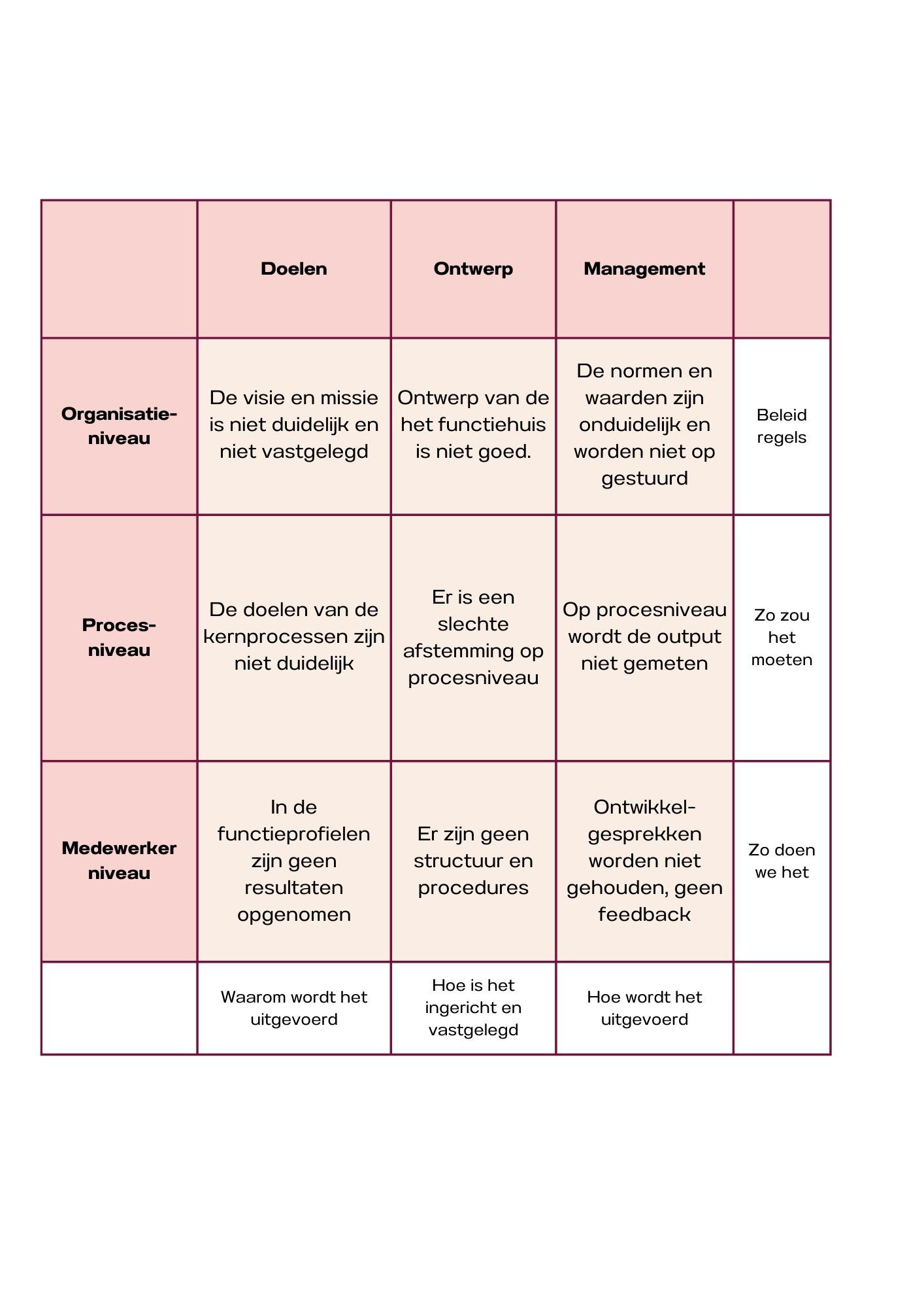 9-veldenmodel Rummler uitleg | voorbeeld
