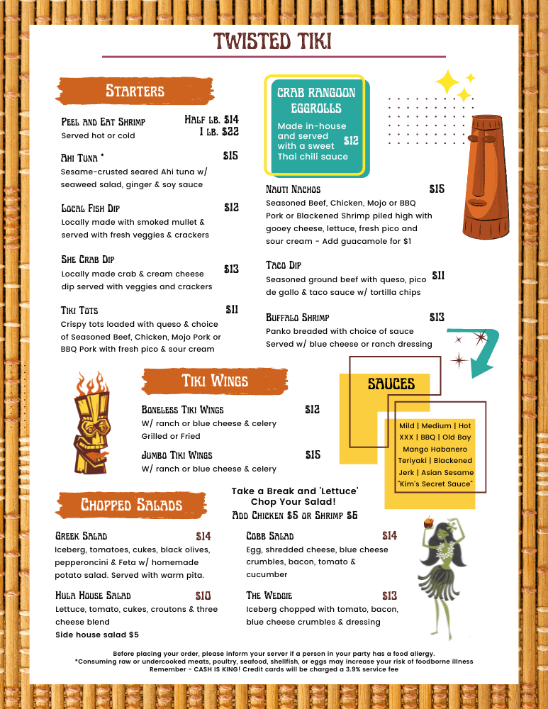 Food and Drink Menu | Twisted Tiki | St. Pete Beach, FL