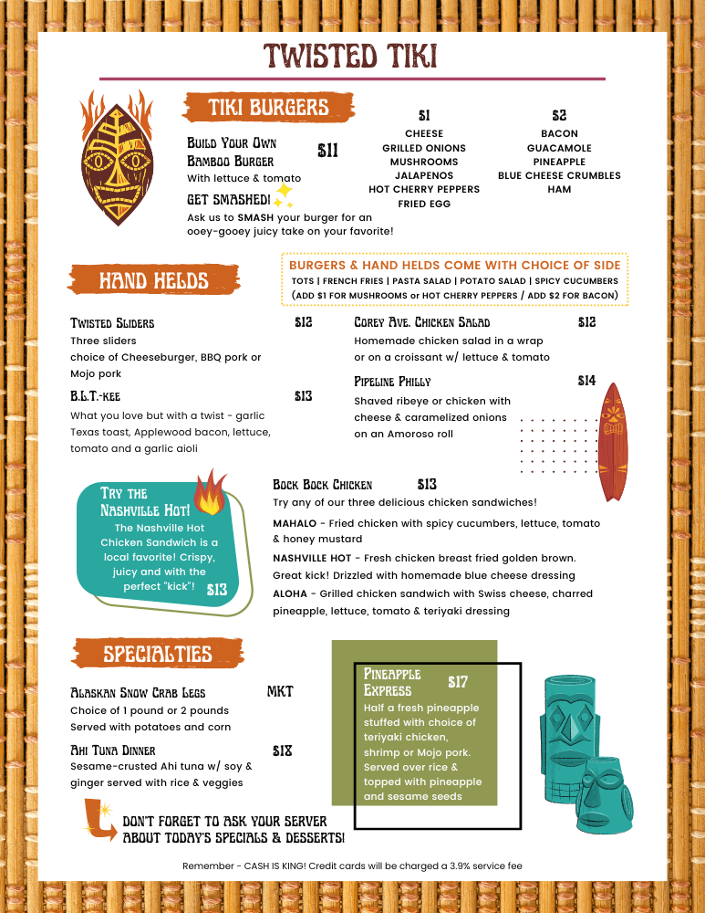 Food and Drink Menu | Twisted Tiki | St. Pete Beach, FL
