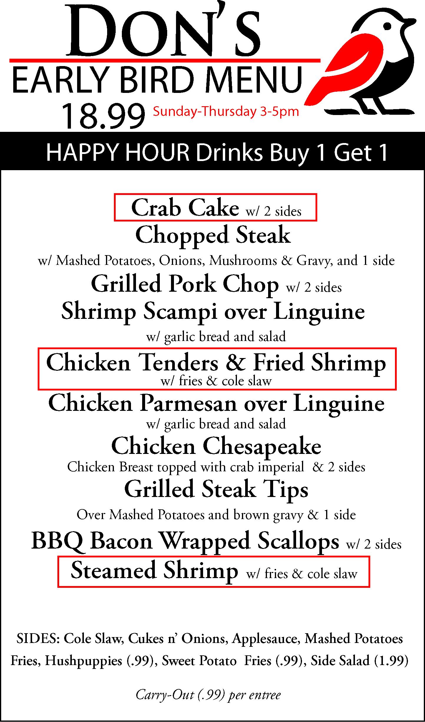 Daily Specials – Ocean Pines, MD – Don’s Seafood & Chophouse
