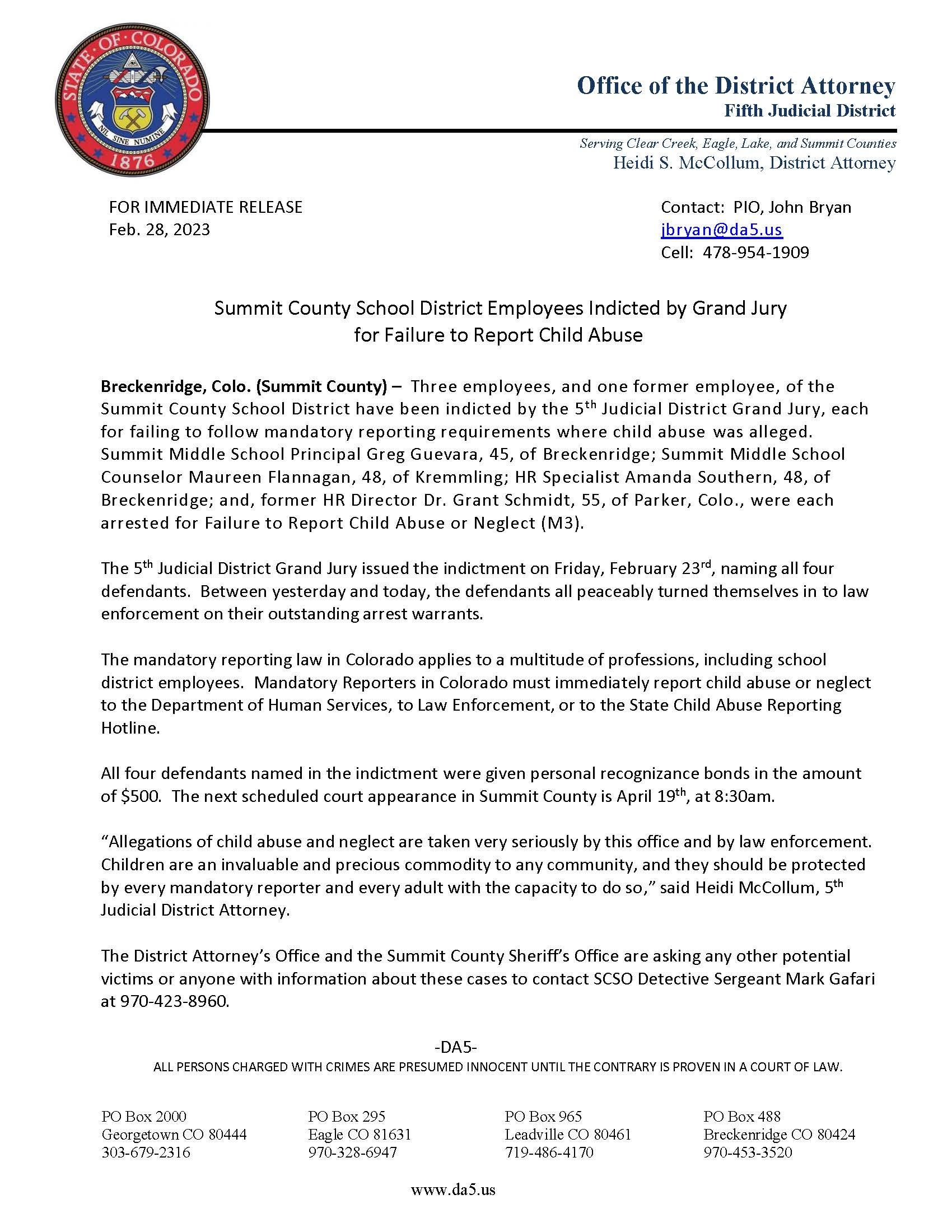 Summit County School District Employees Indicted by Grand Jury for ...