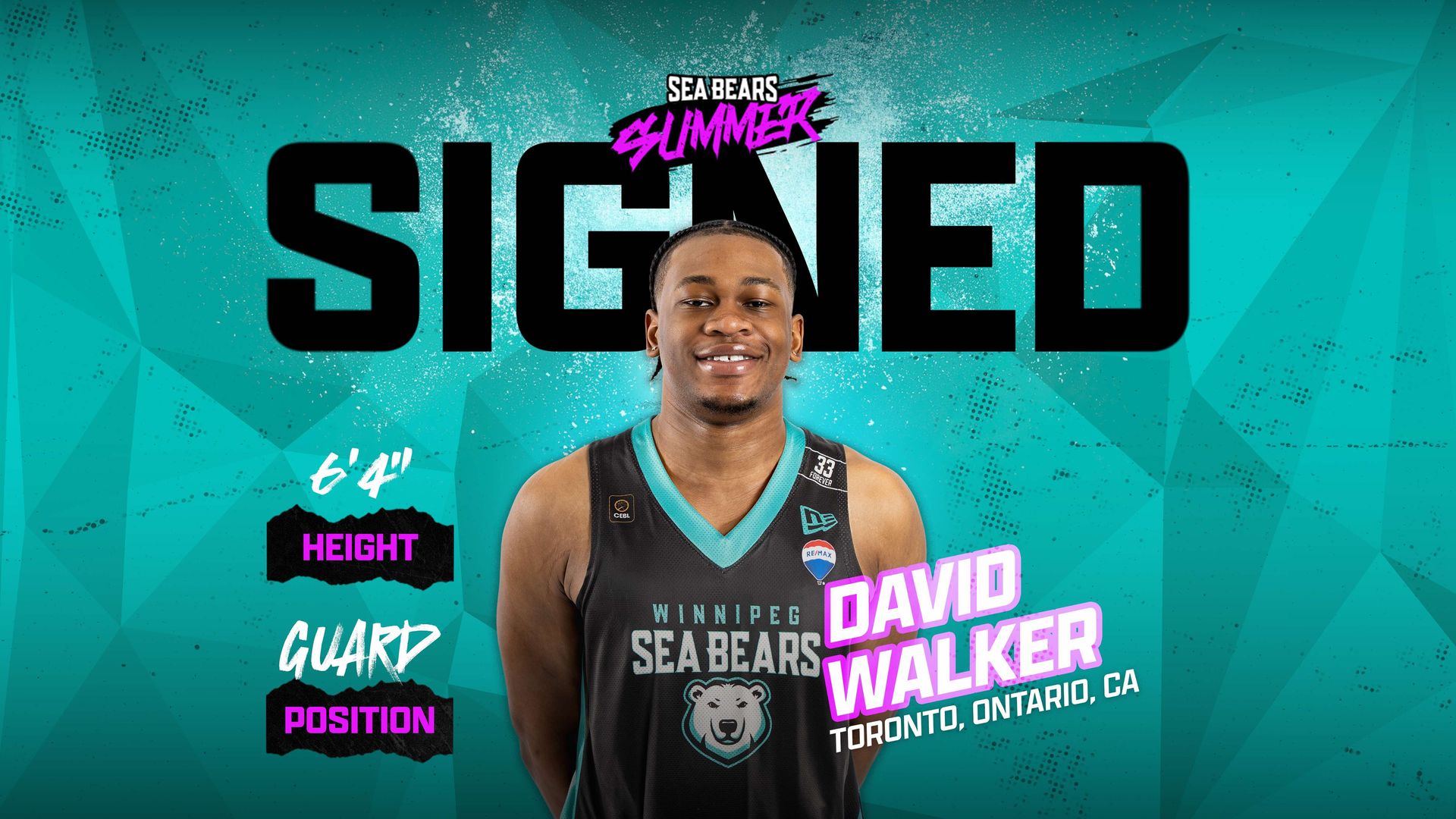 Winnipeg Sea Bears Sign Guard David Walker