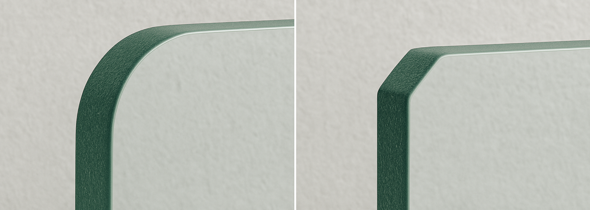 Toughened glass: radius vs dubbed corners