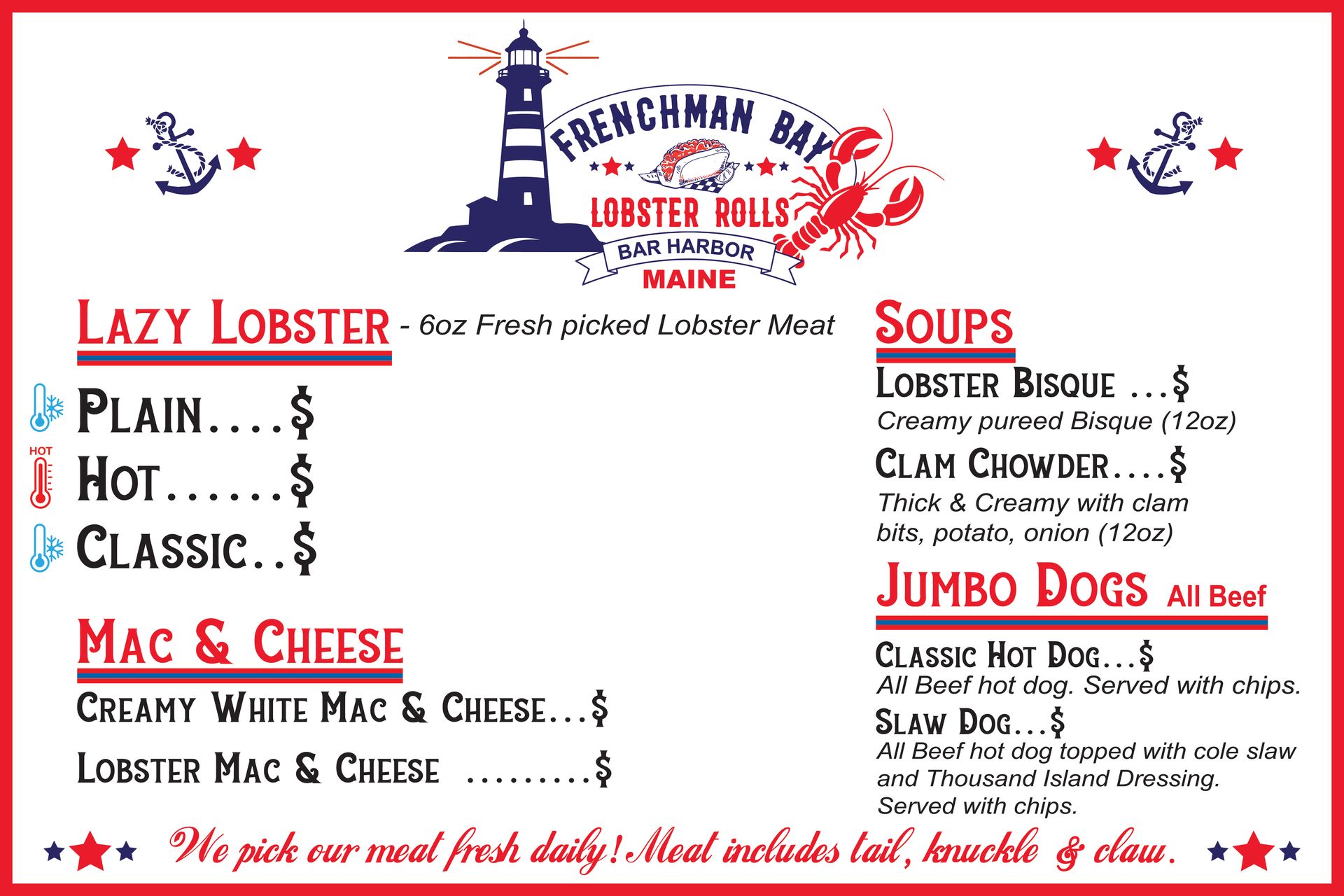 Menu - Lobster Bay