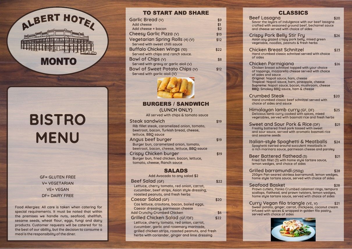 Lunch and Dinner Available at Historic Hotel in Monto