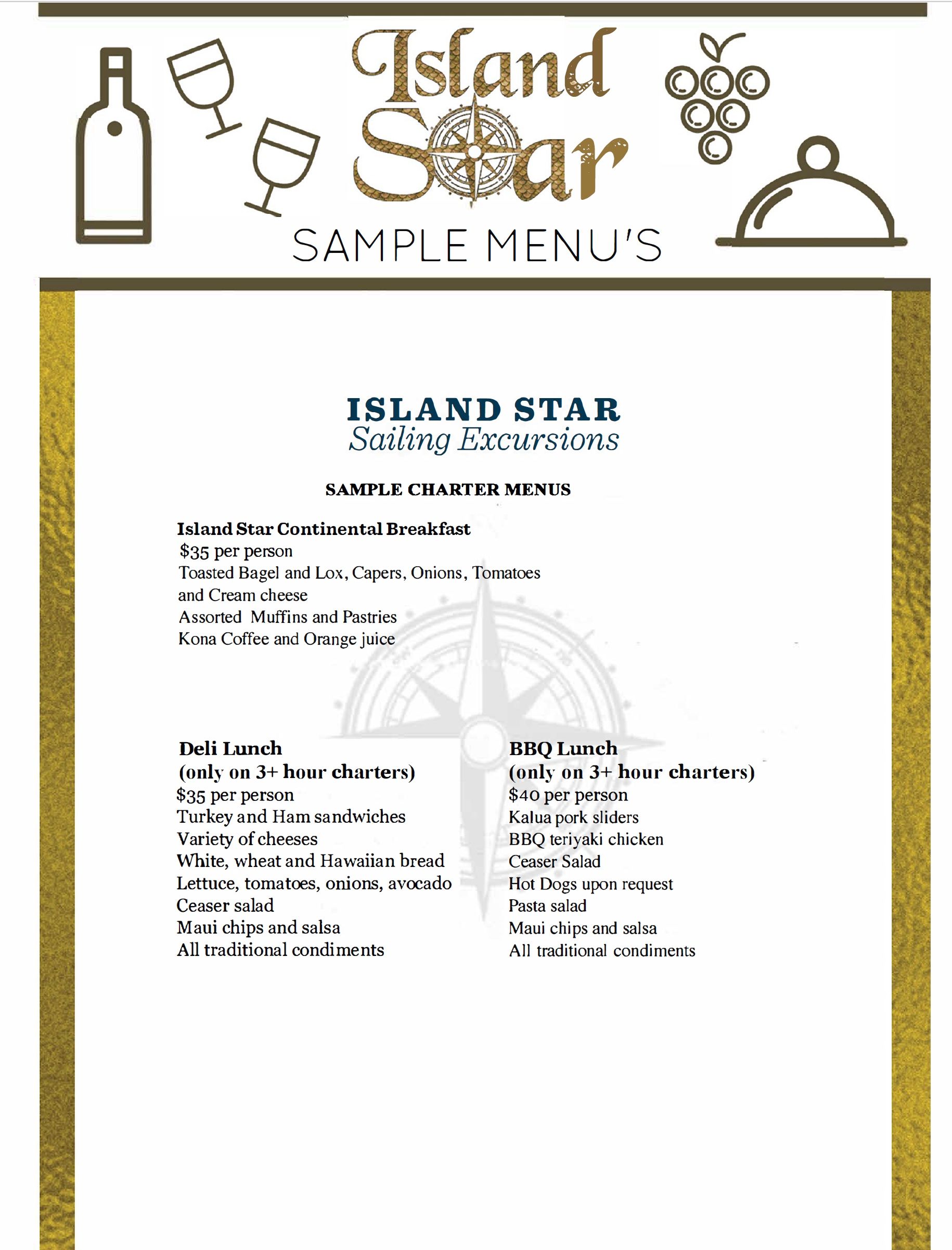 Excursion Food and Drink Menus | Maalaea, HI | Island Star