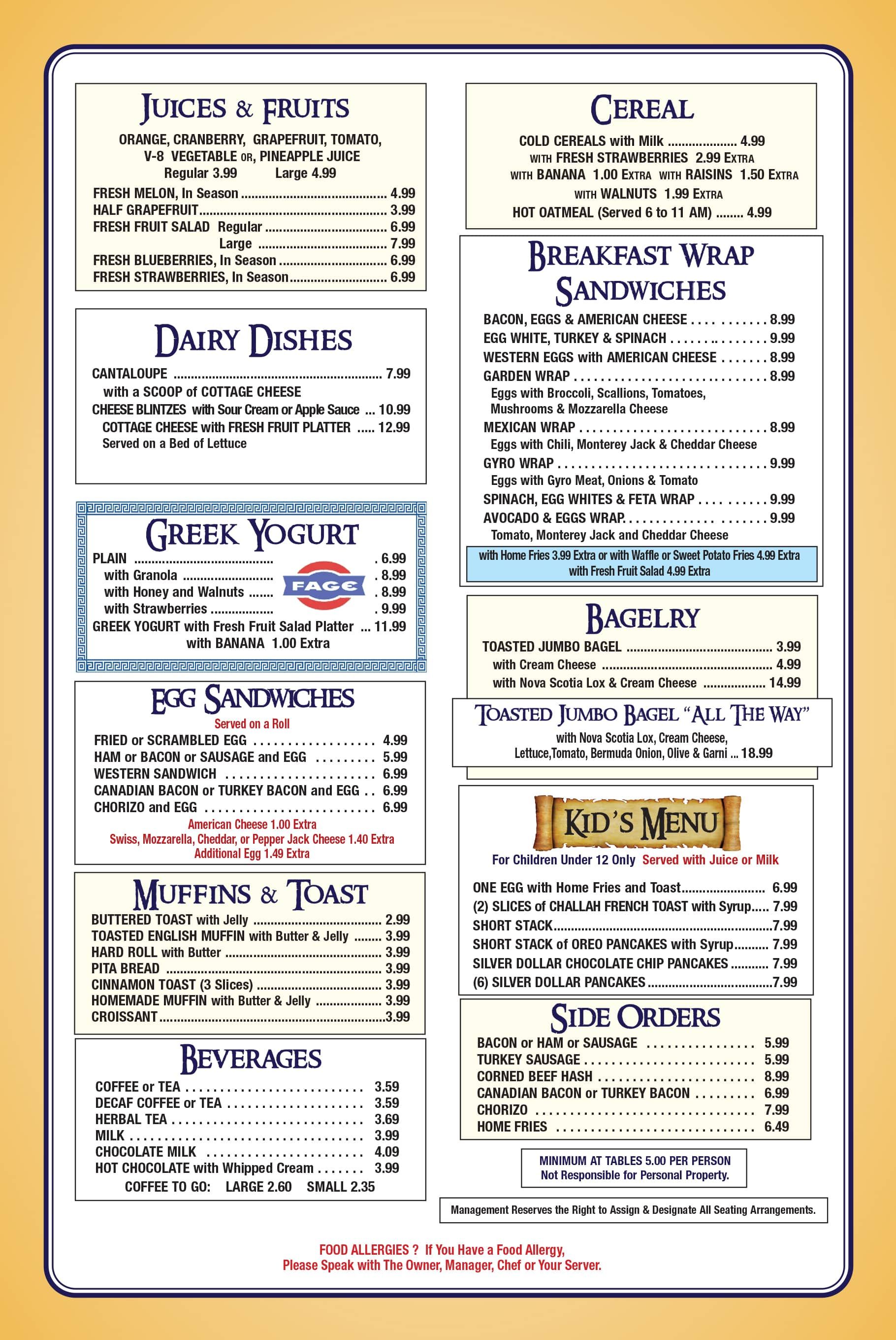 Our Menu - Nautilus Diner of Mamaroneck - NY