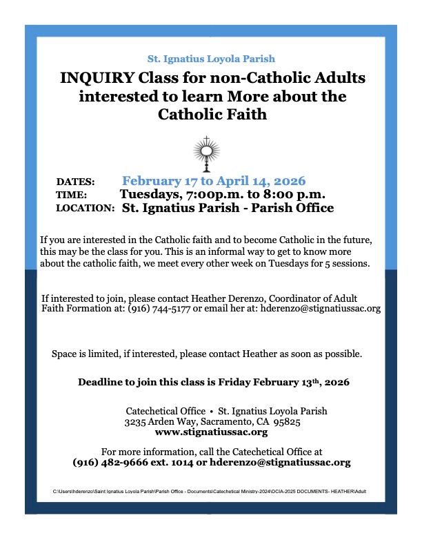 OCIA Inquiry Class 2026