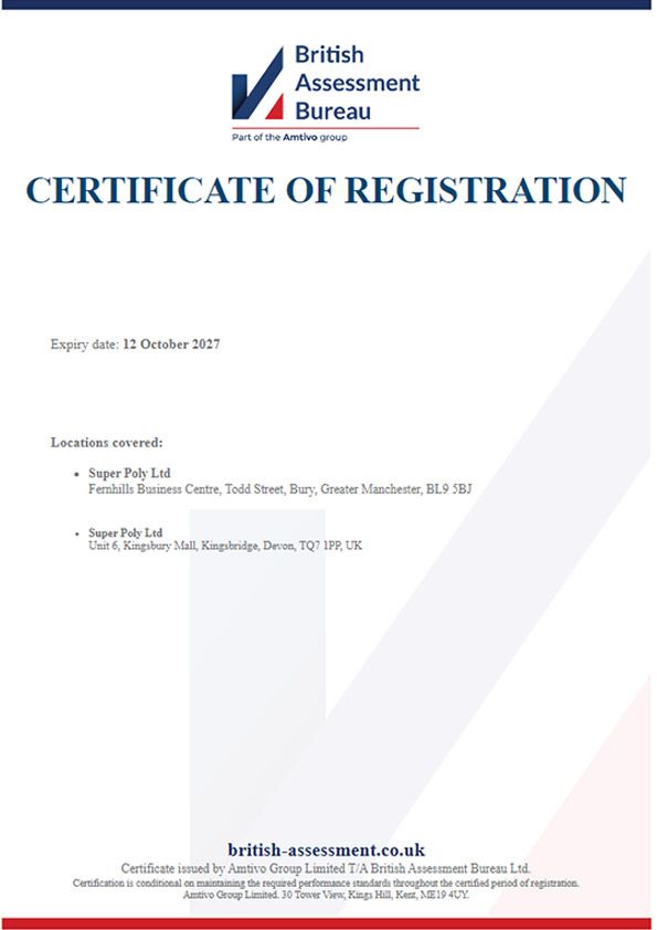 Accreditation & Certifications | Super Poly | UK