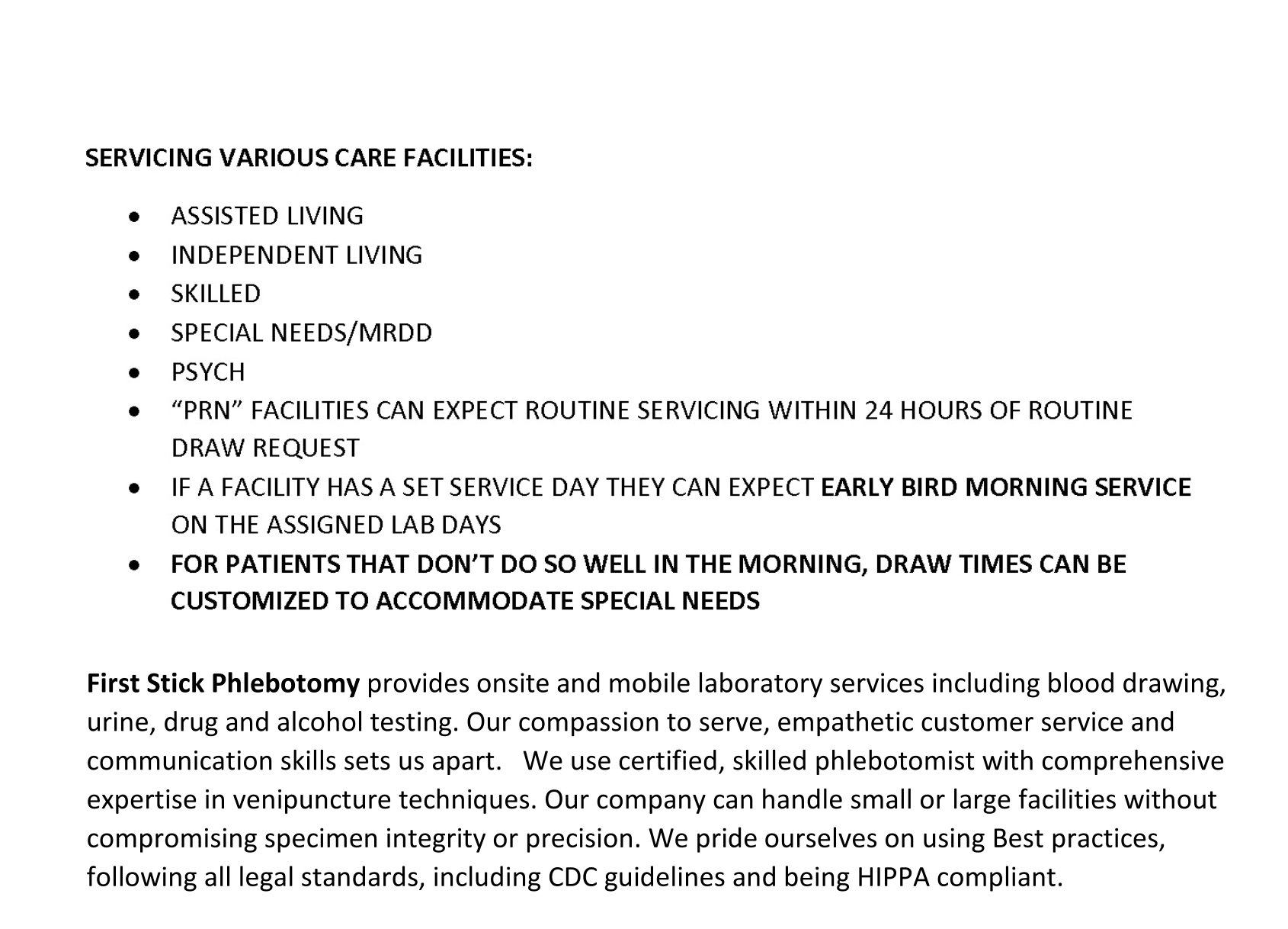 First Stick Phlebotomy | Lab
