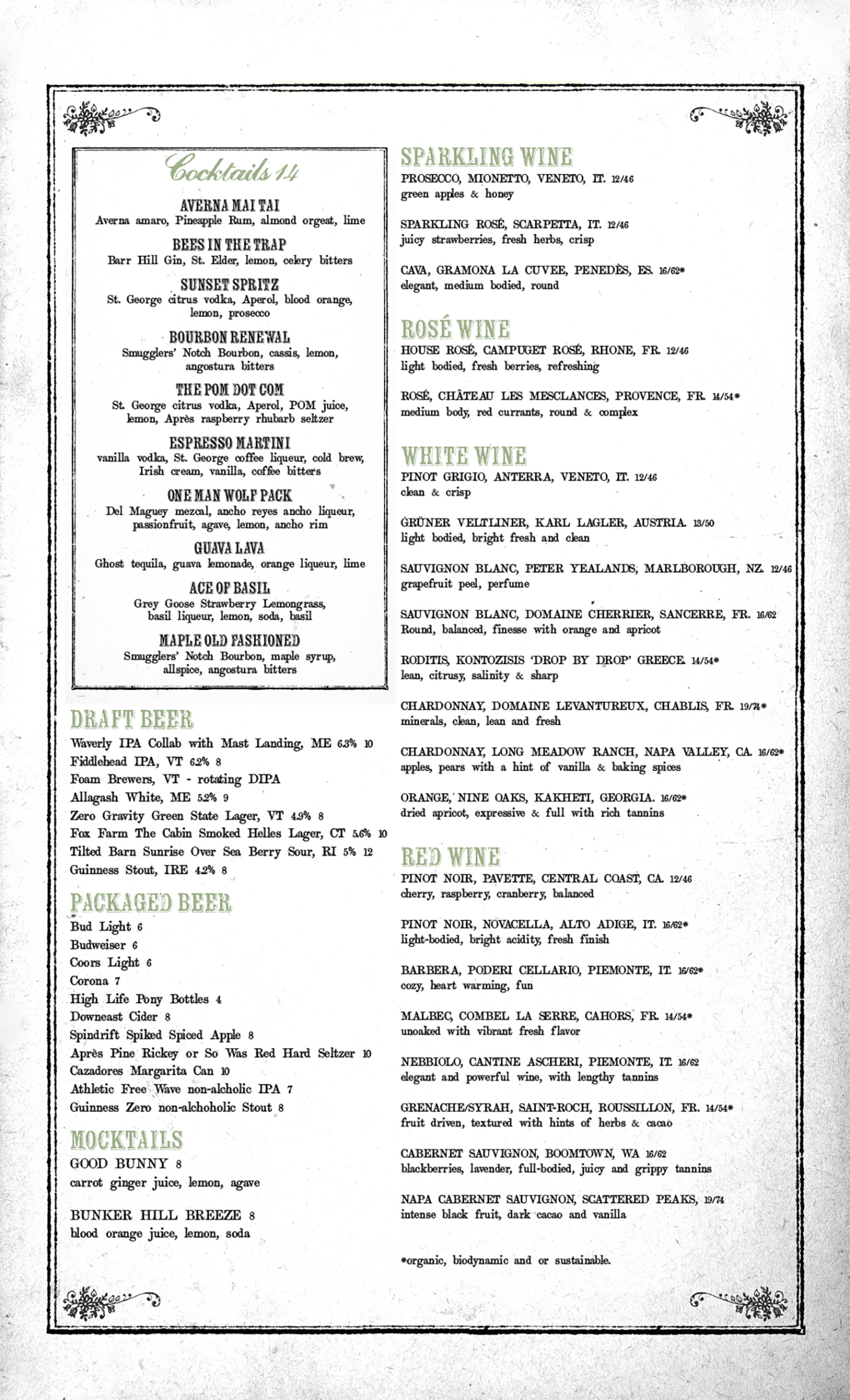 Dinner Menu - Waverly Kitchen & Bar Charlestown