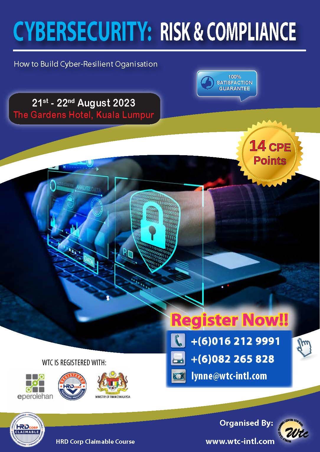 Cybersecurity Risk & Compliance 14 CPEs (21 - 22 August 2023) The ...