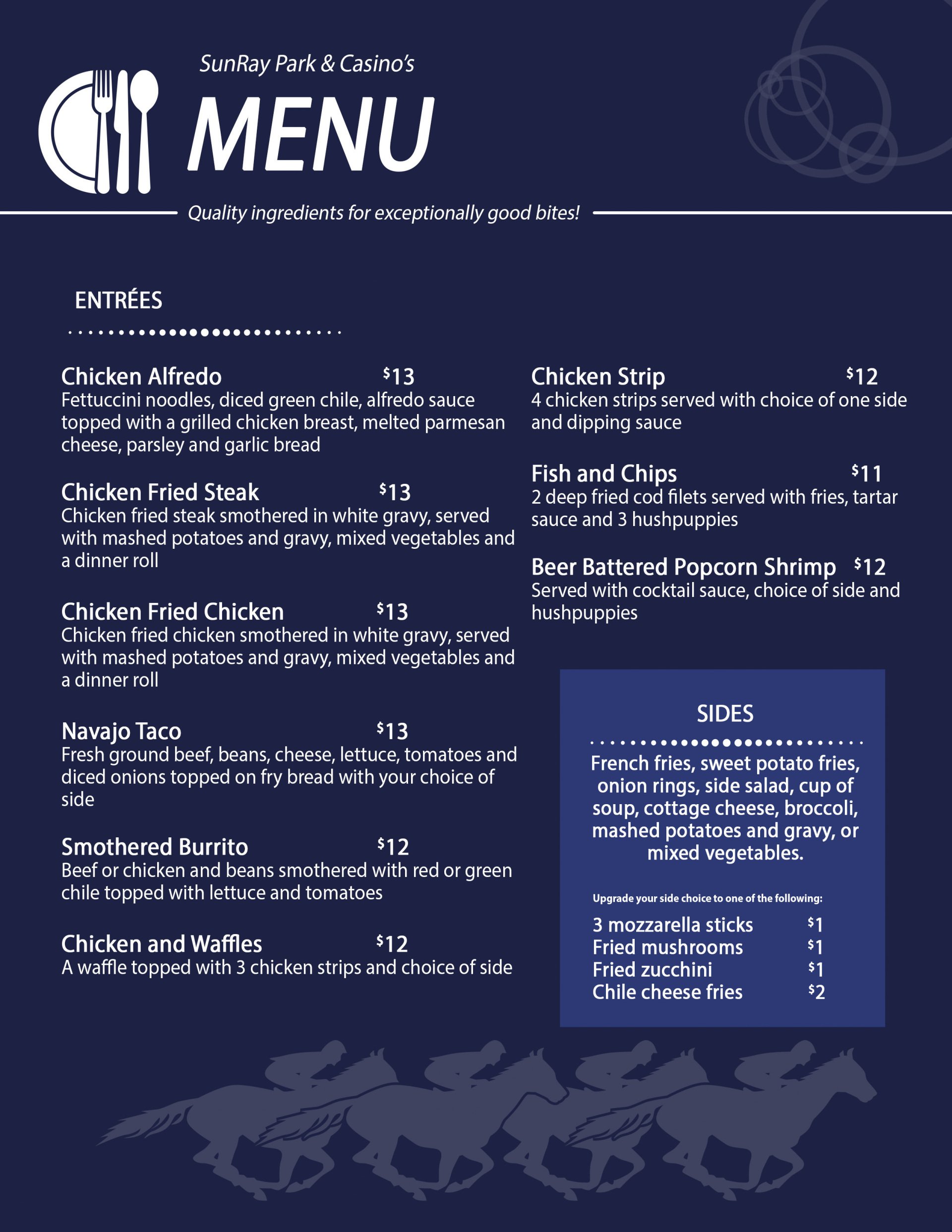 Sportz Arena Menu | SunRay Park & Casino