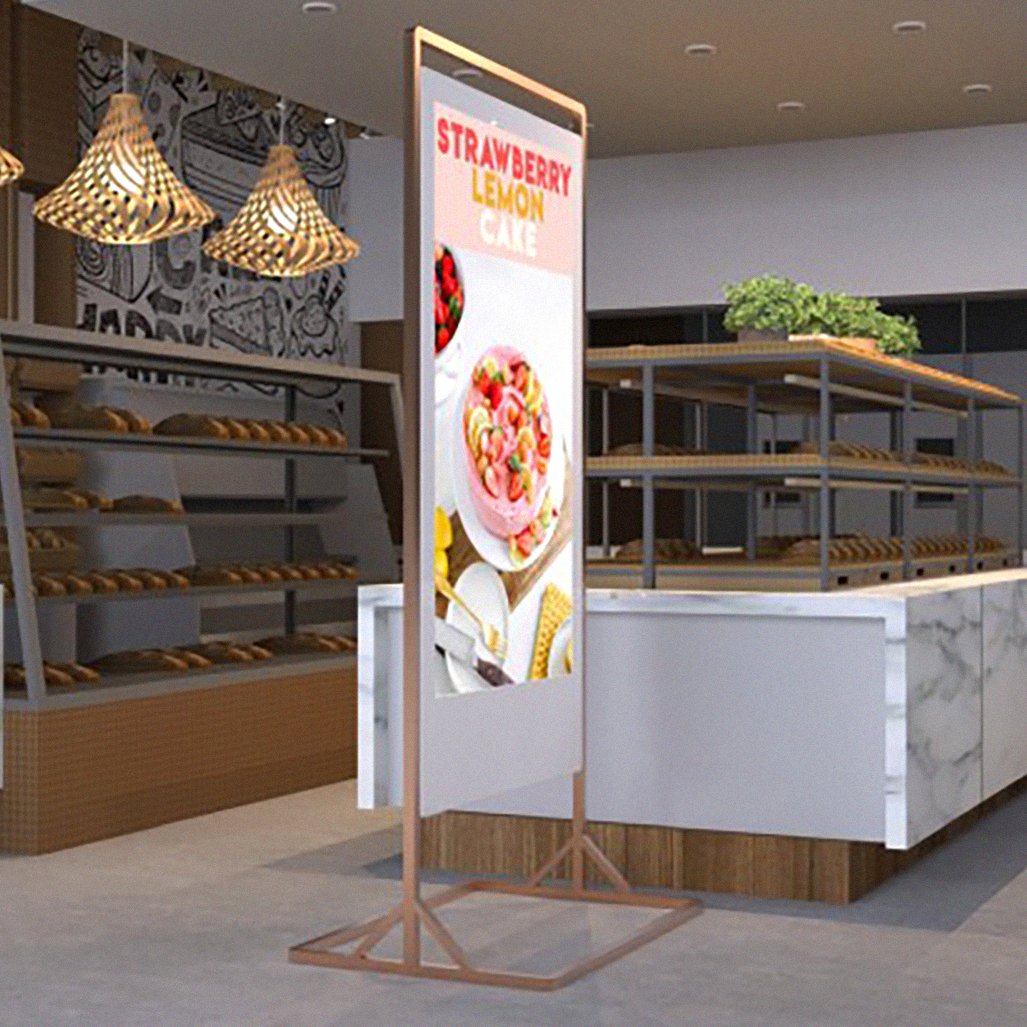 Superslim freestanding digital posters