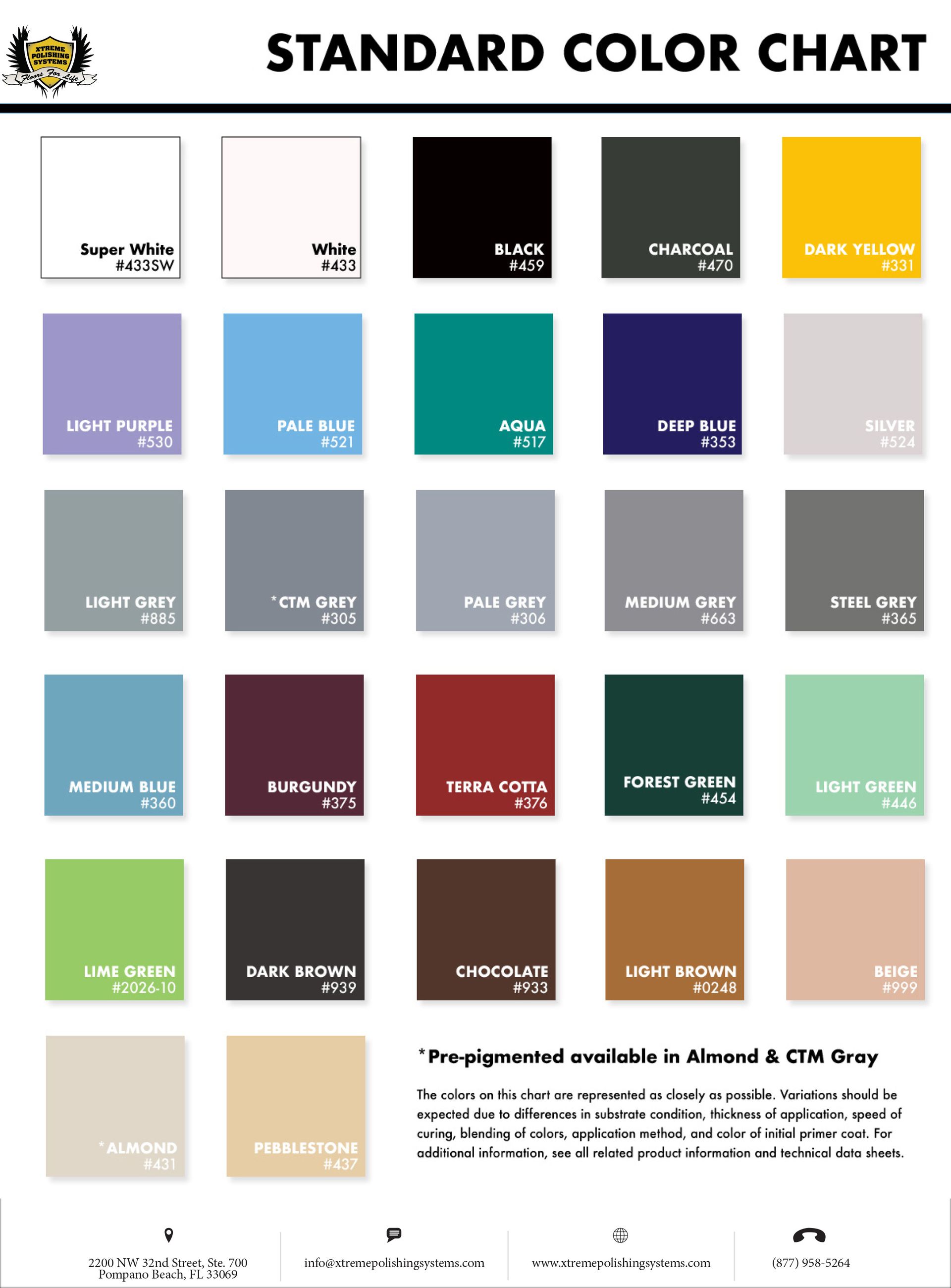 Color Charts | MajestiCoat | Epoxy Floor Coatings | Ohio