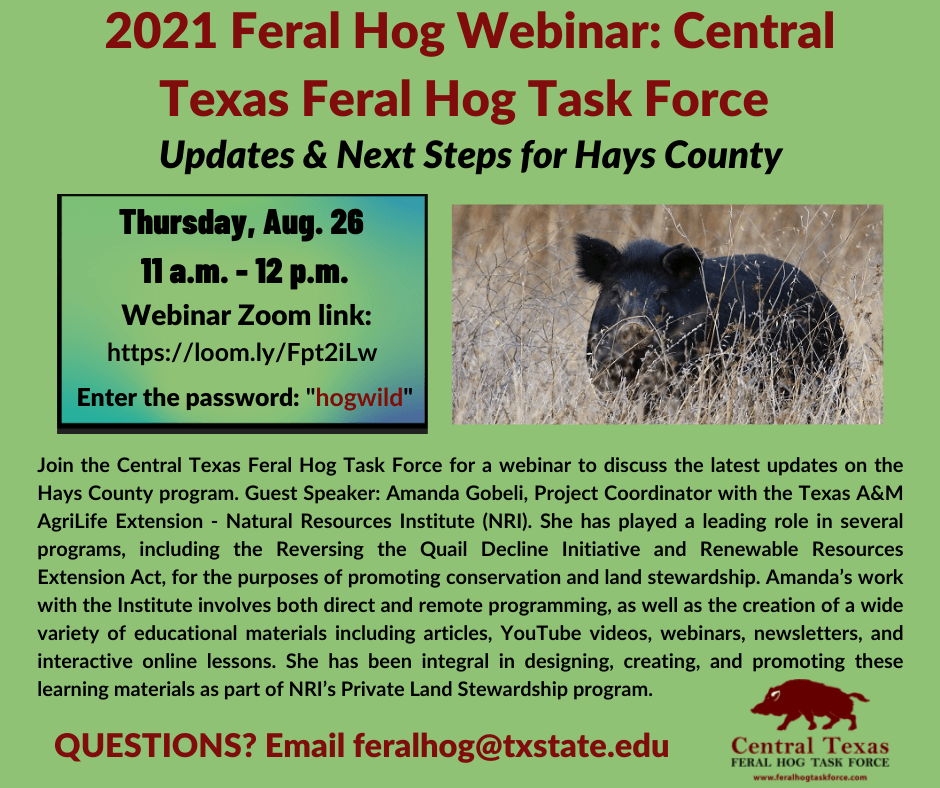 2021 Feral Hog Webinar: Central Texas Feral Hog Task Force