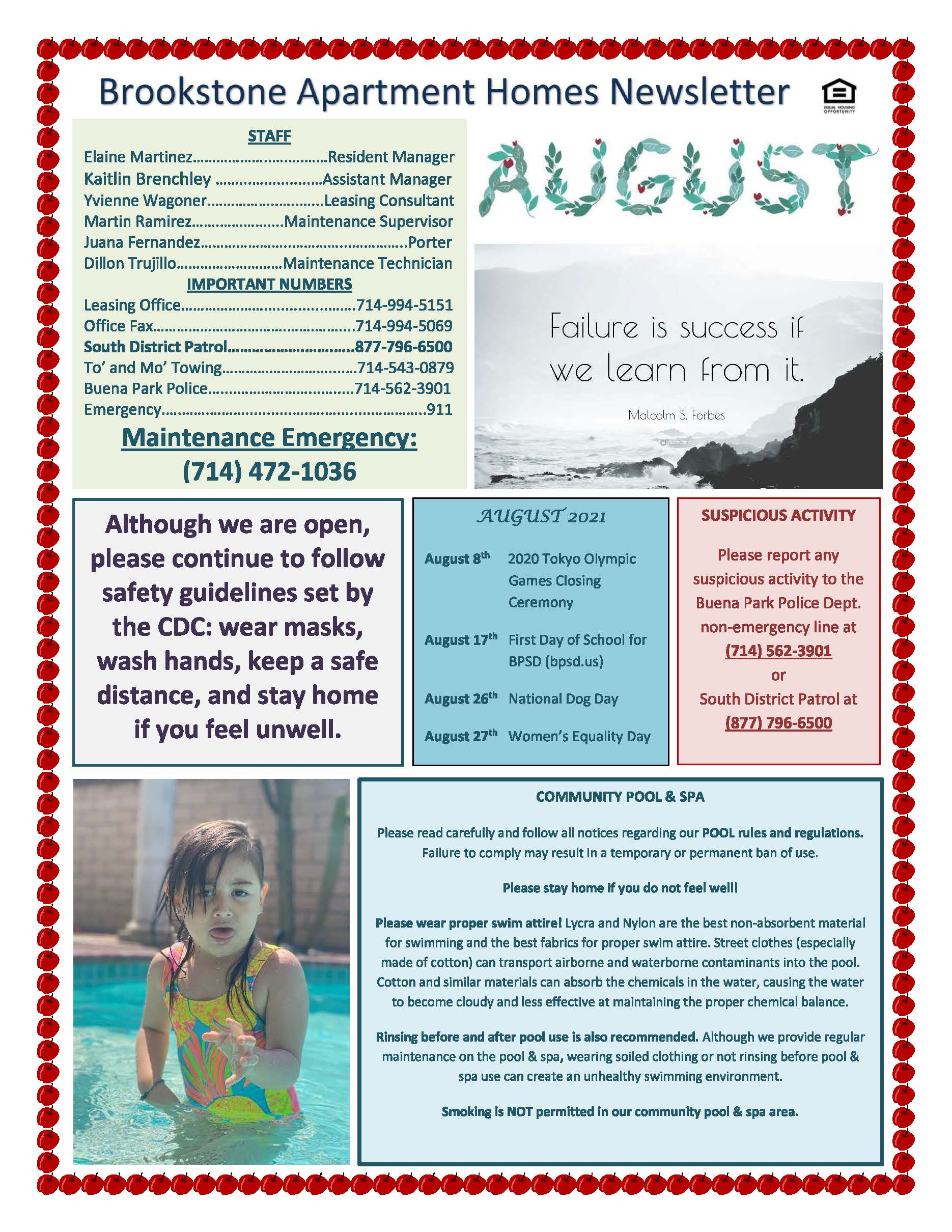 Resident Newsletter - August