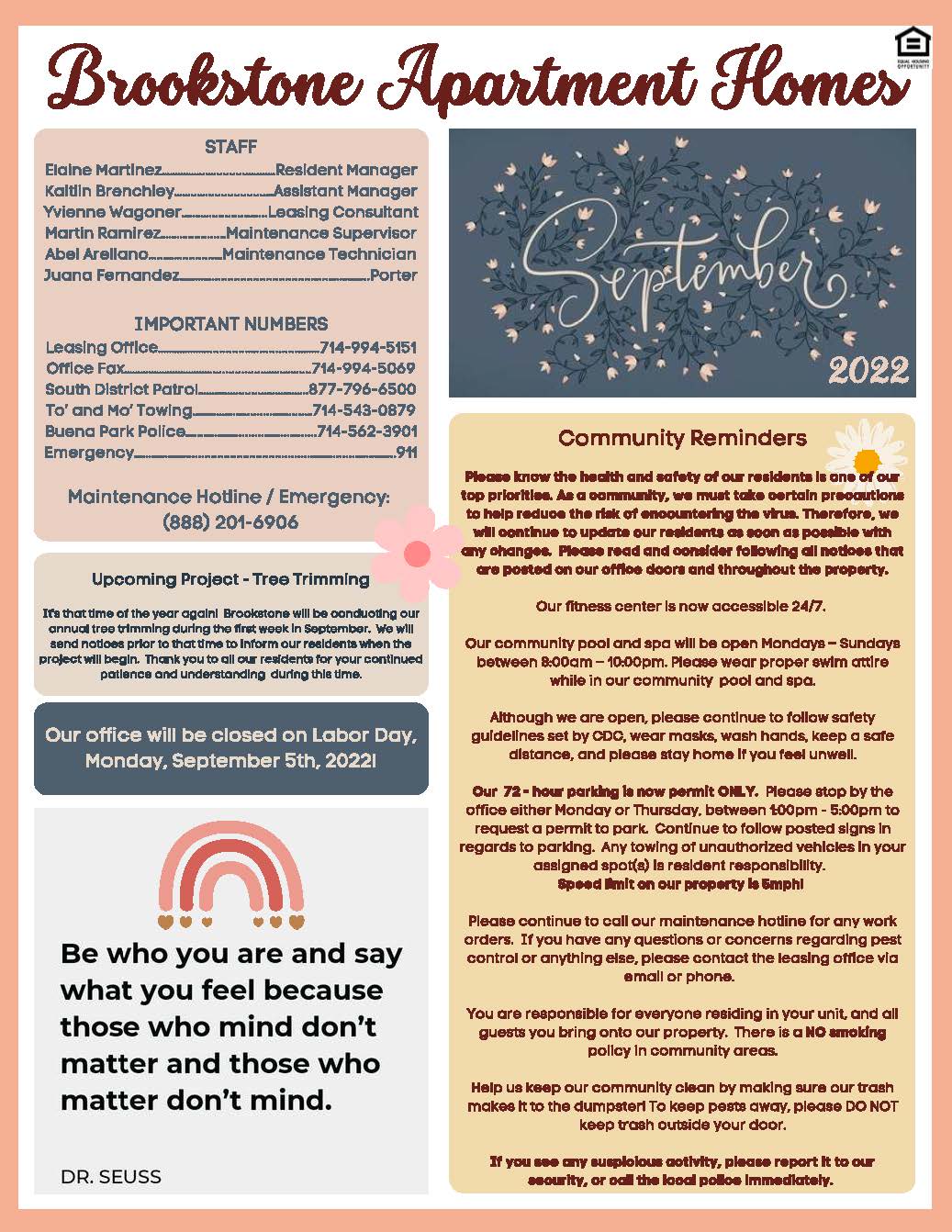 Resident Newsletter - September
