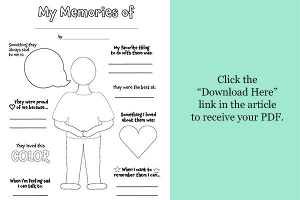 Printable activity worksheet for grieving children