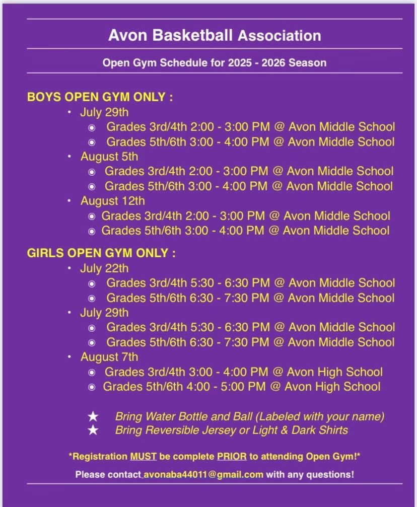 Open Gym Schedule