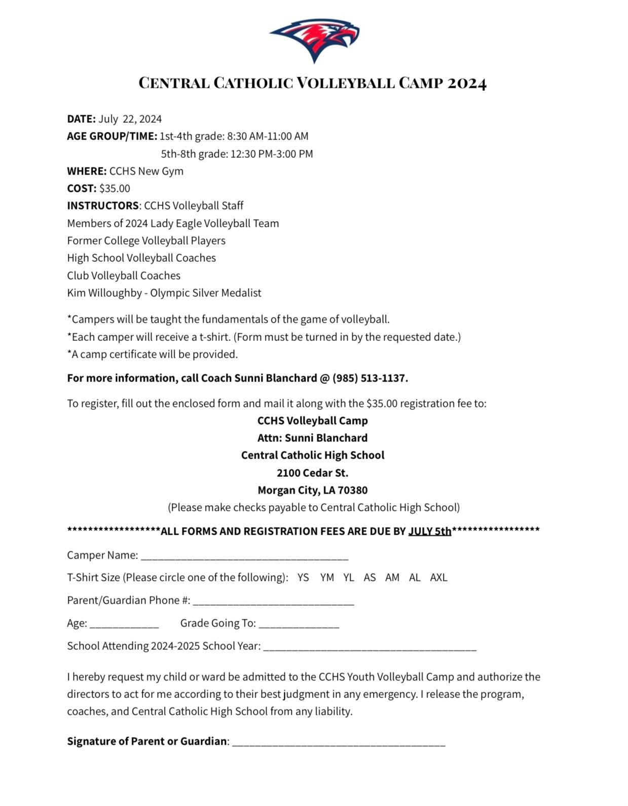 Summer Youth Camps at Central Catholic | Morgan City, LA