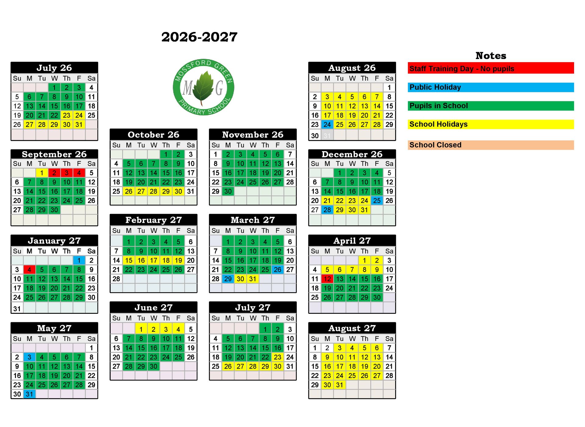 Term Dates 2026-2027