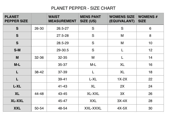Sizing | Find Your Perfect Fit | Planet Pepper