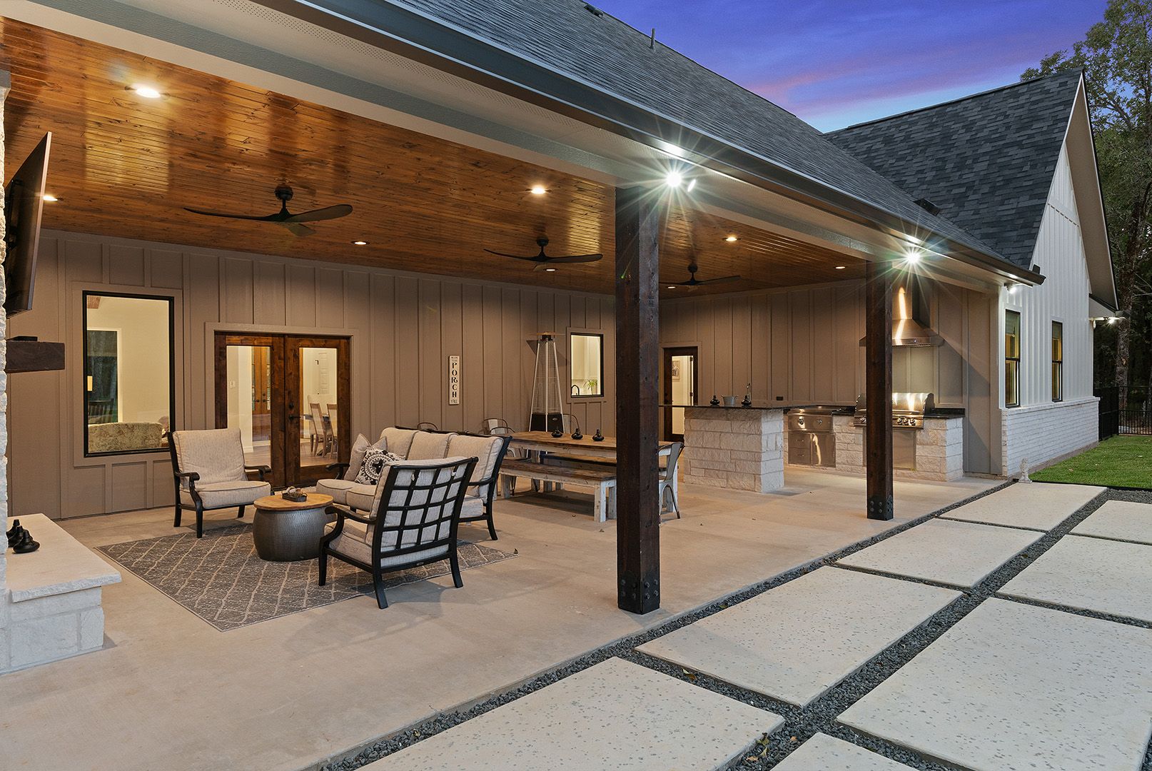 Custom Home Outdoor Living Space Photos | Rustic Creek Homes