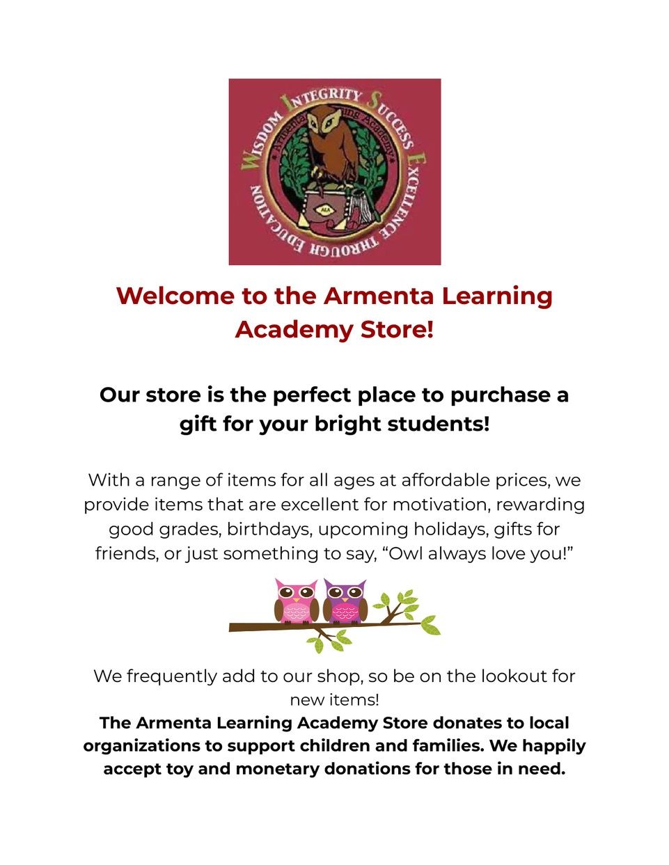 Armenta Learning Academy Store