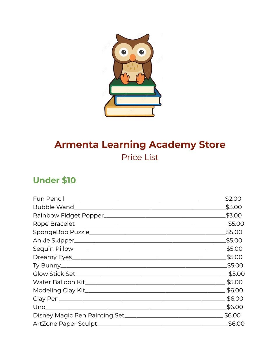 Armenta Learning Academy Store