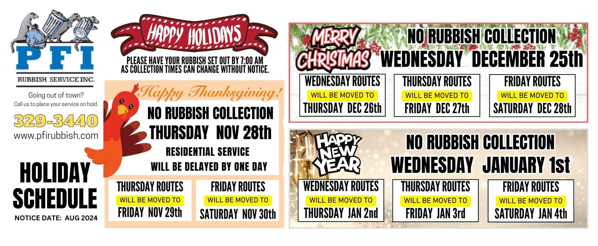 HOLIDAY SERVICE CHANGES