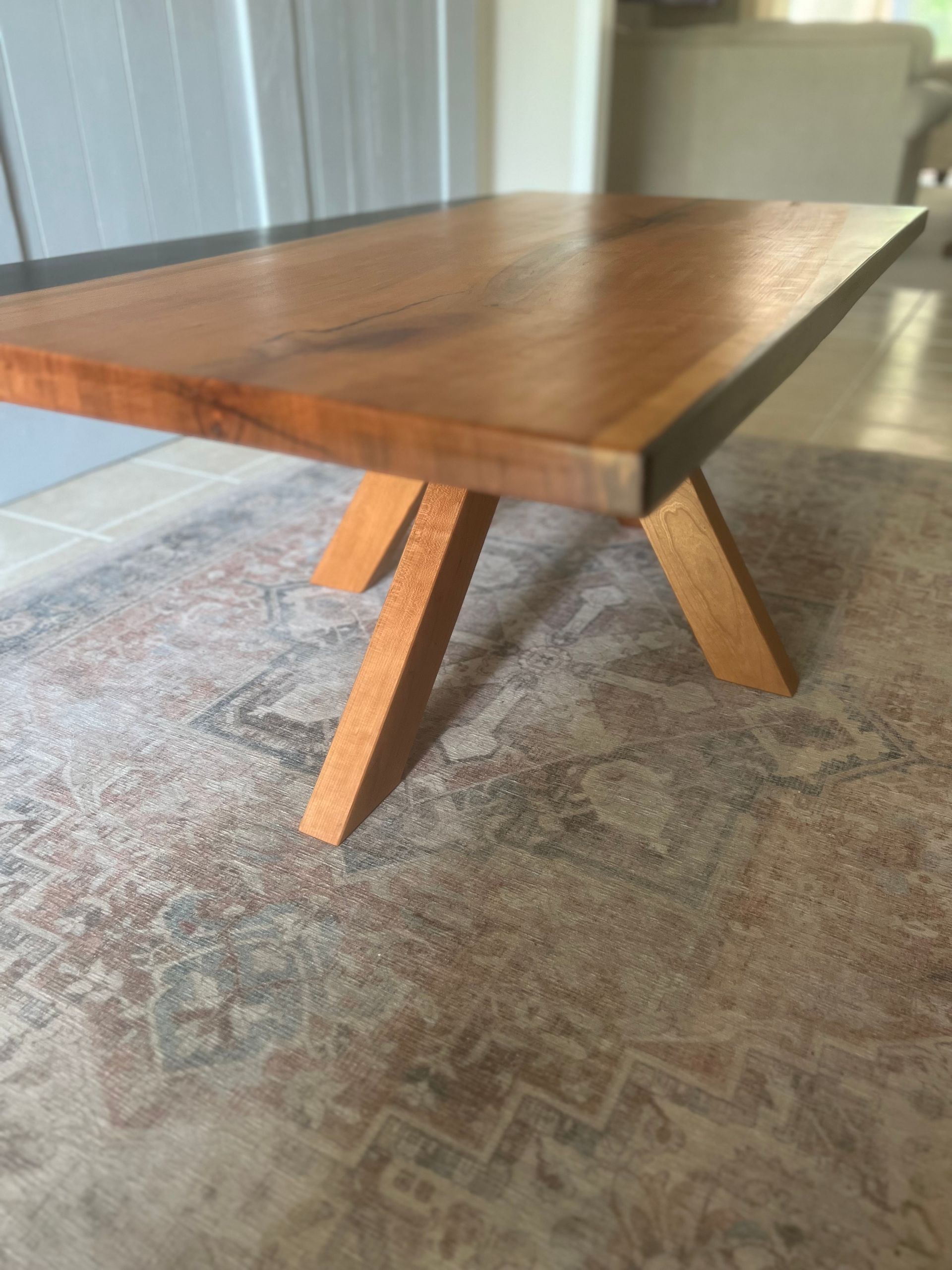 Cherry and black epoxy coffee table