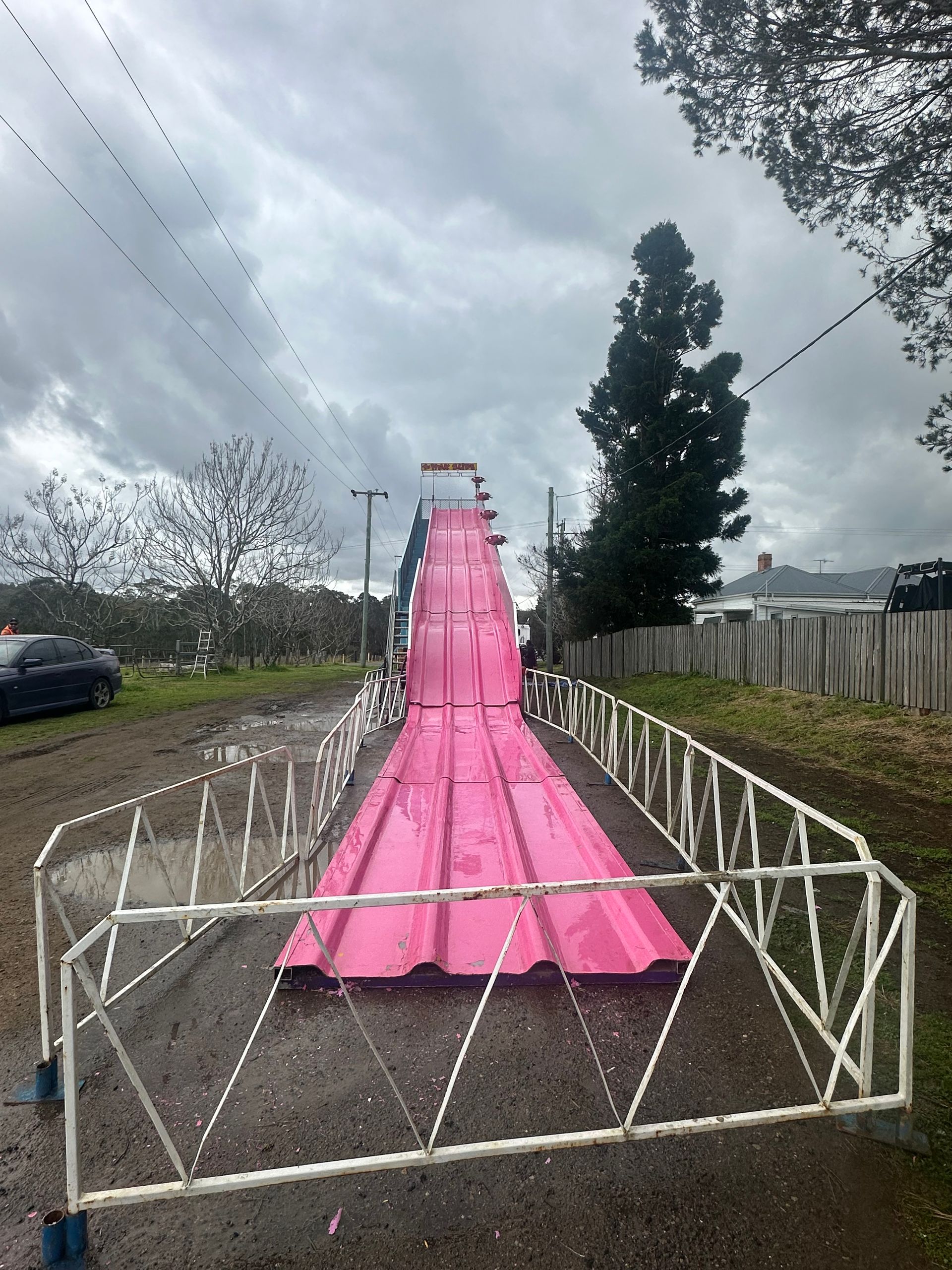 BIG PINK Fiberglass Mega Slide For Hire Sydney | Newcastle | Central Coast