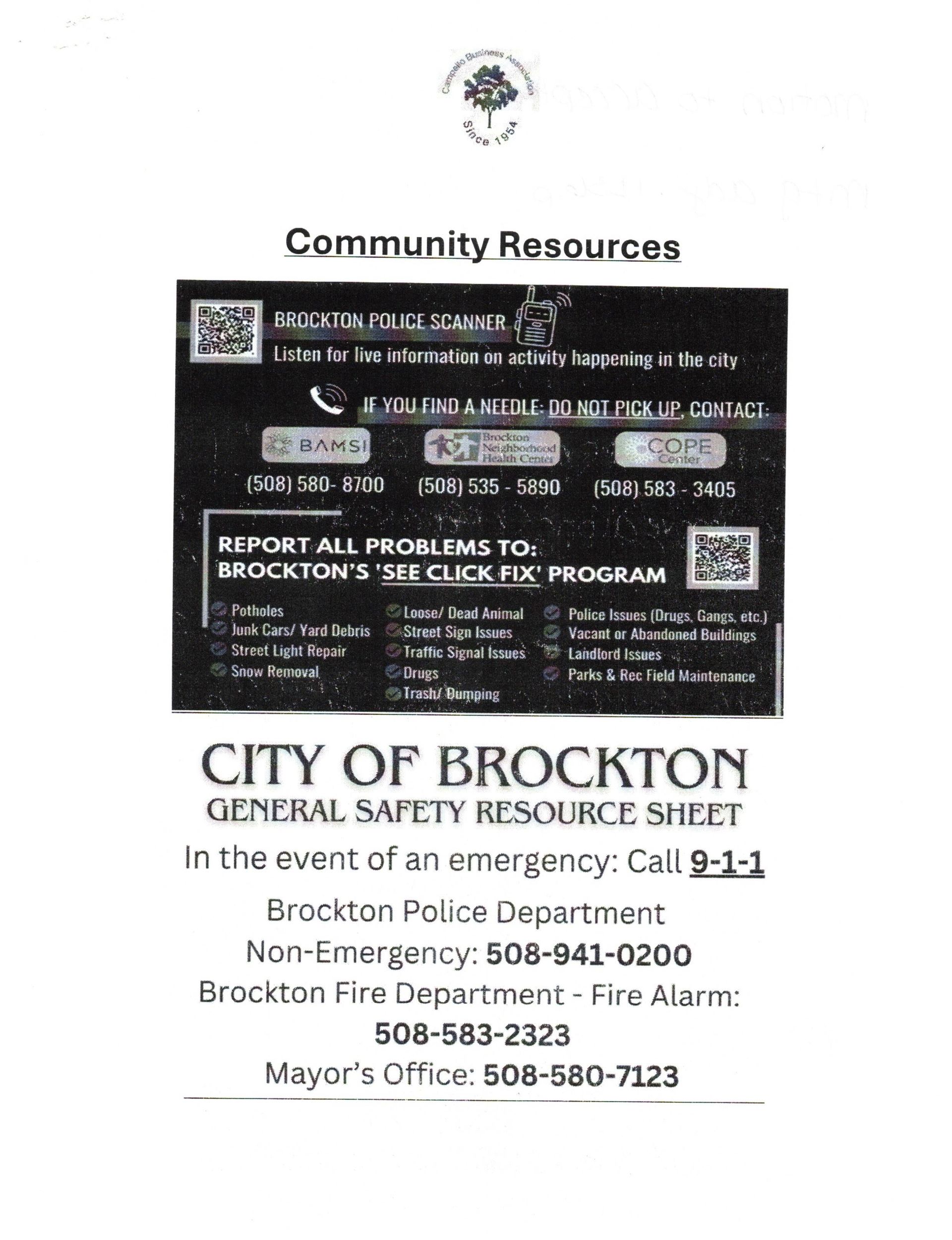 Community Resource sheet