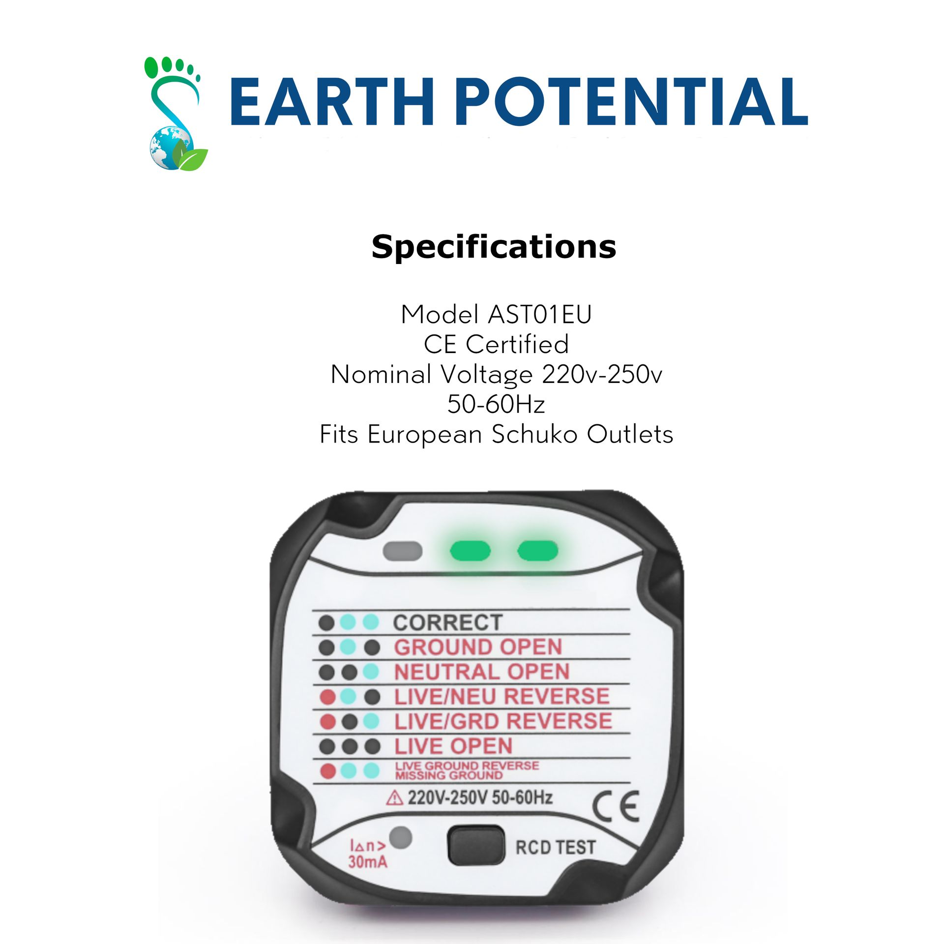 European Socket Tester (for Round Pin Schuko Outlets)