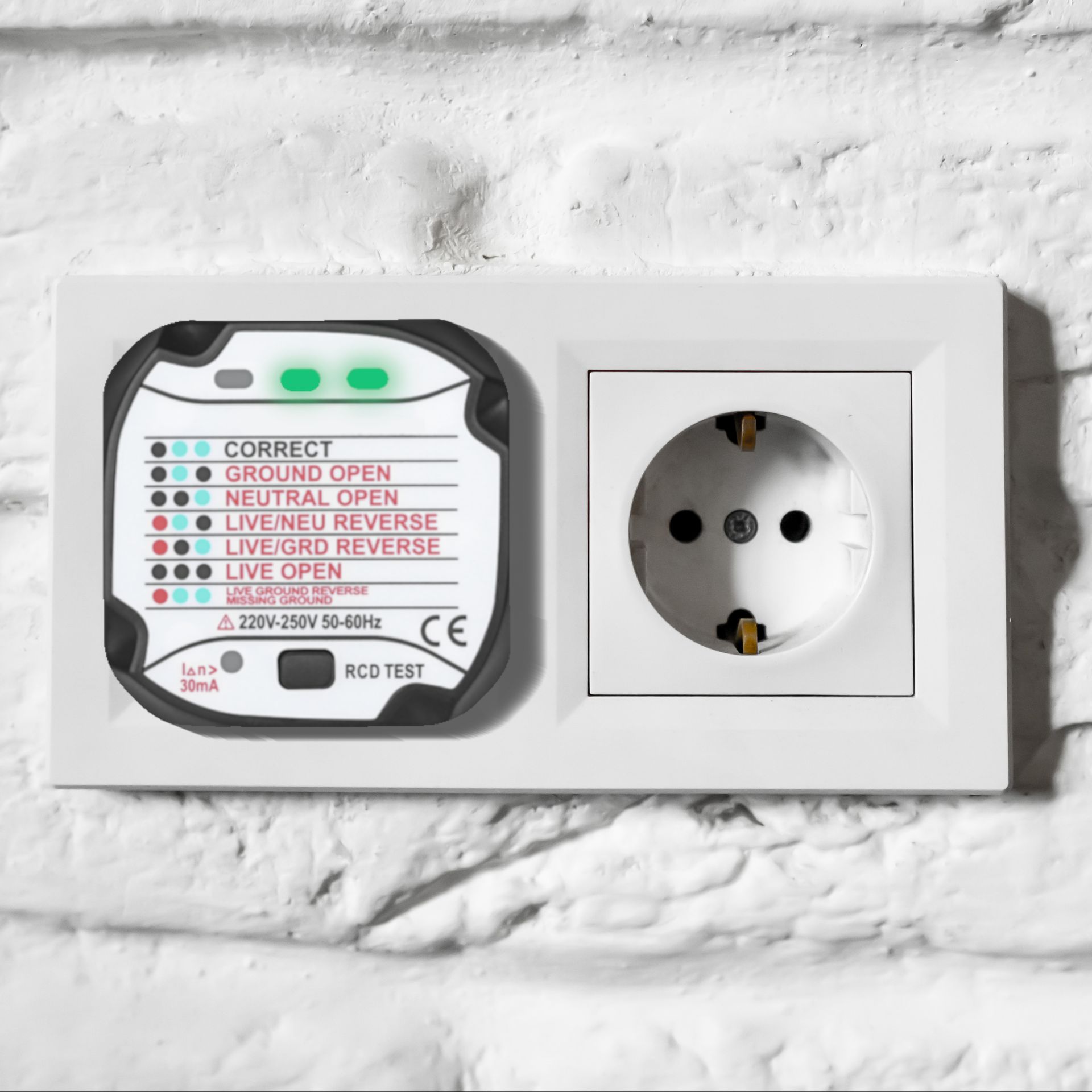 European Socket Tester (for Round Pin Schuko Outlets)