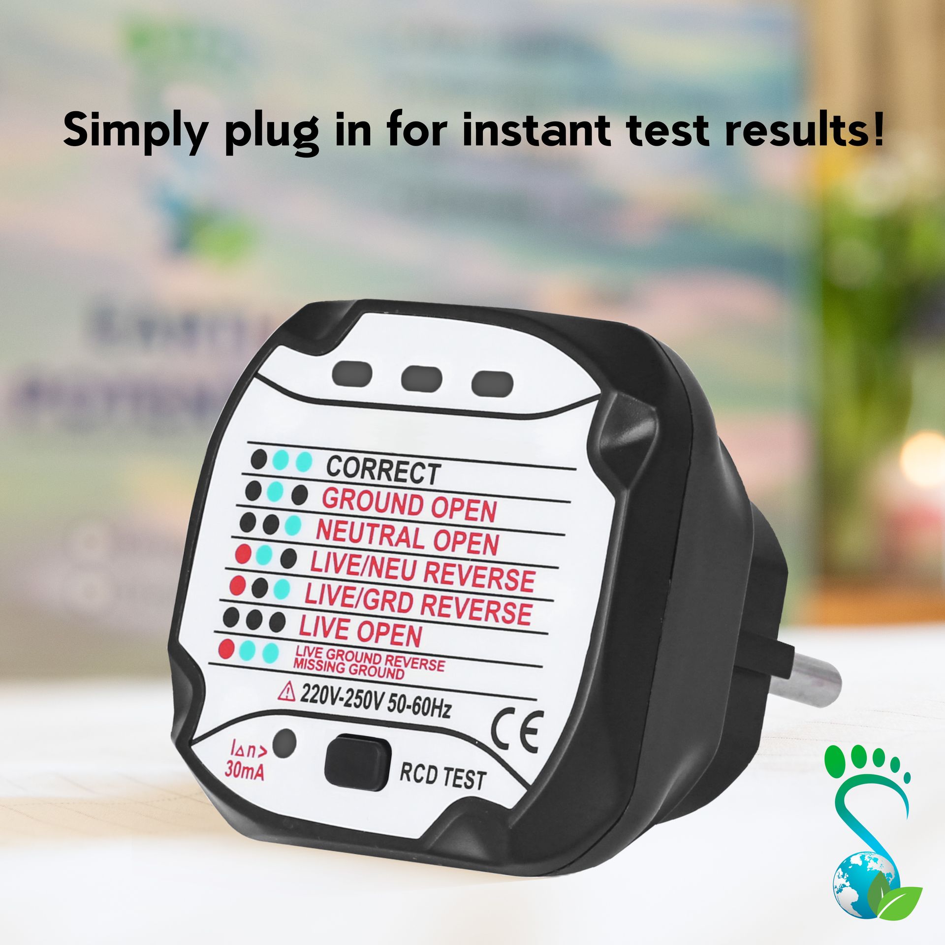 European Socket Tester (for Round Pin Schuko Outlets)